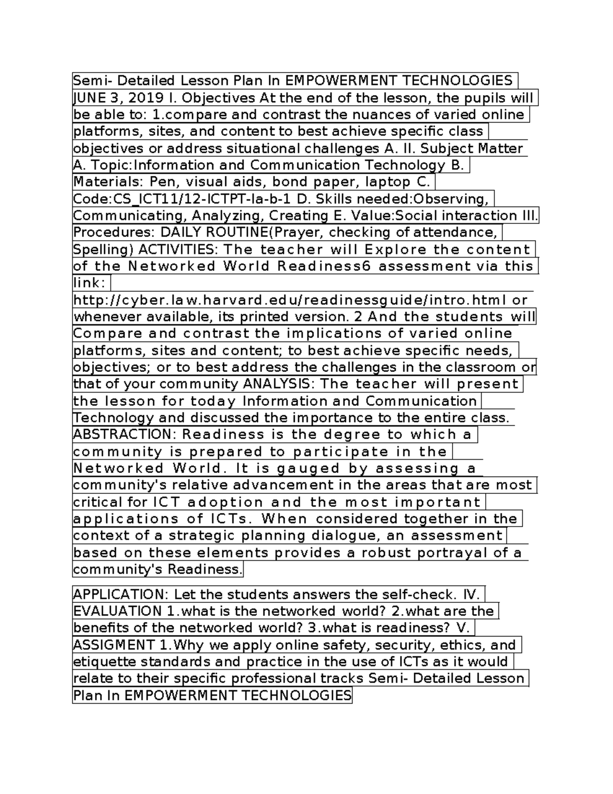 Semi-detailed lesson plan in empowerment technologies - Semi- Detailed ...
