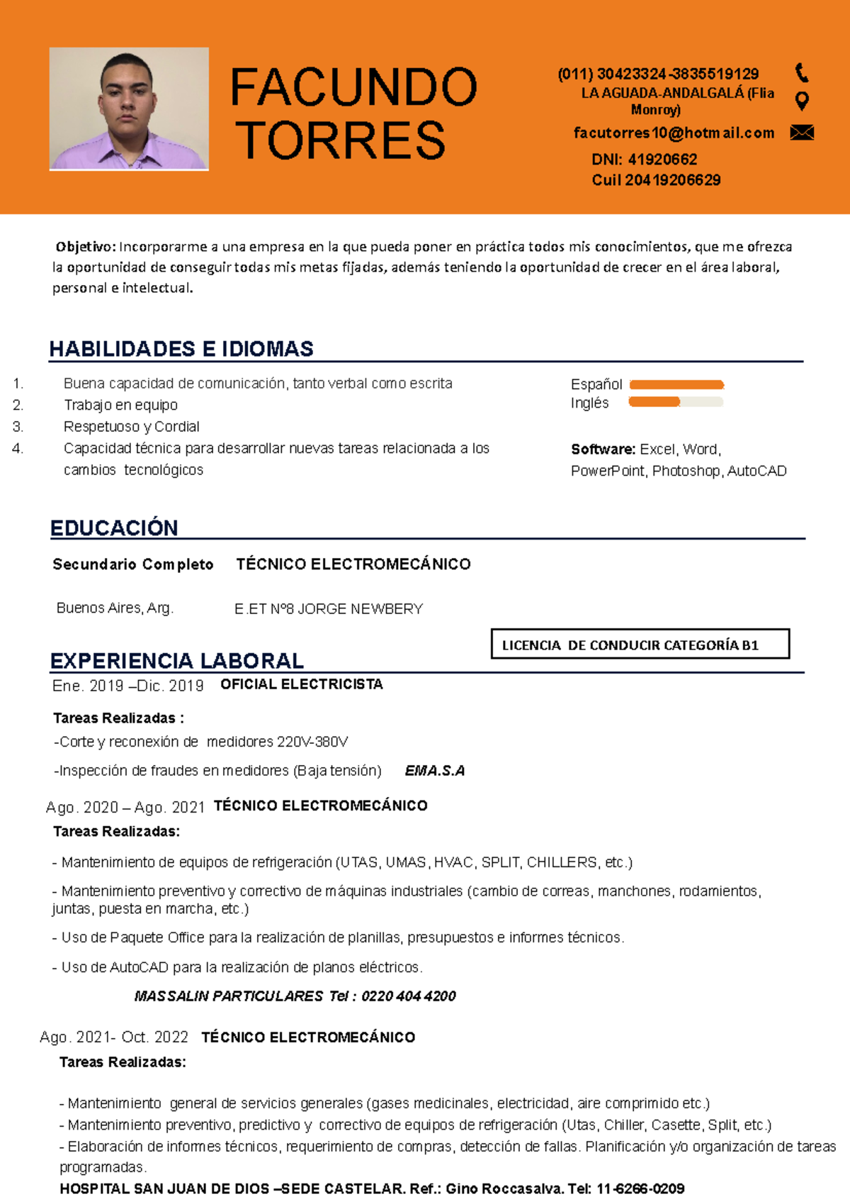Facundo Torres Curriculum Vitae - Matemática - Primer año - Studocu