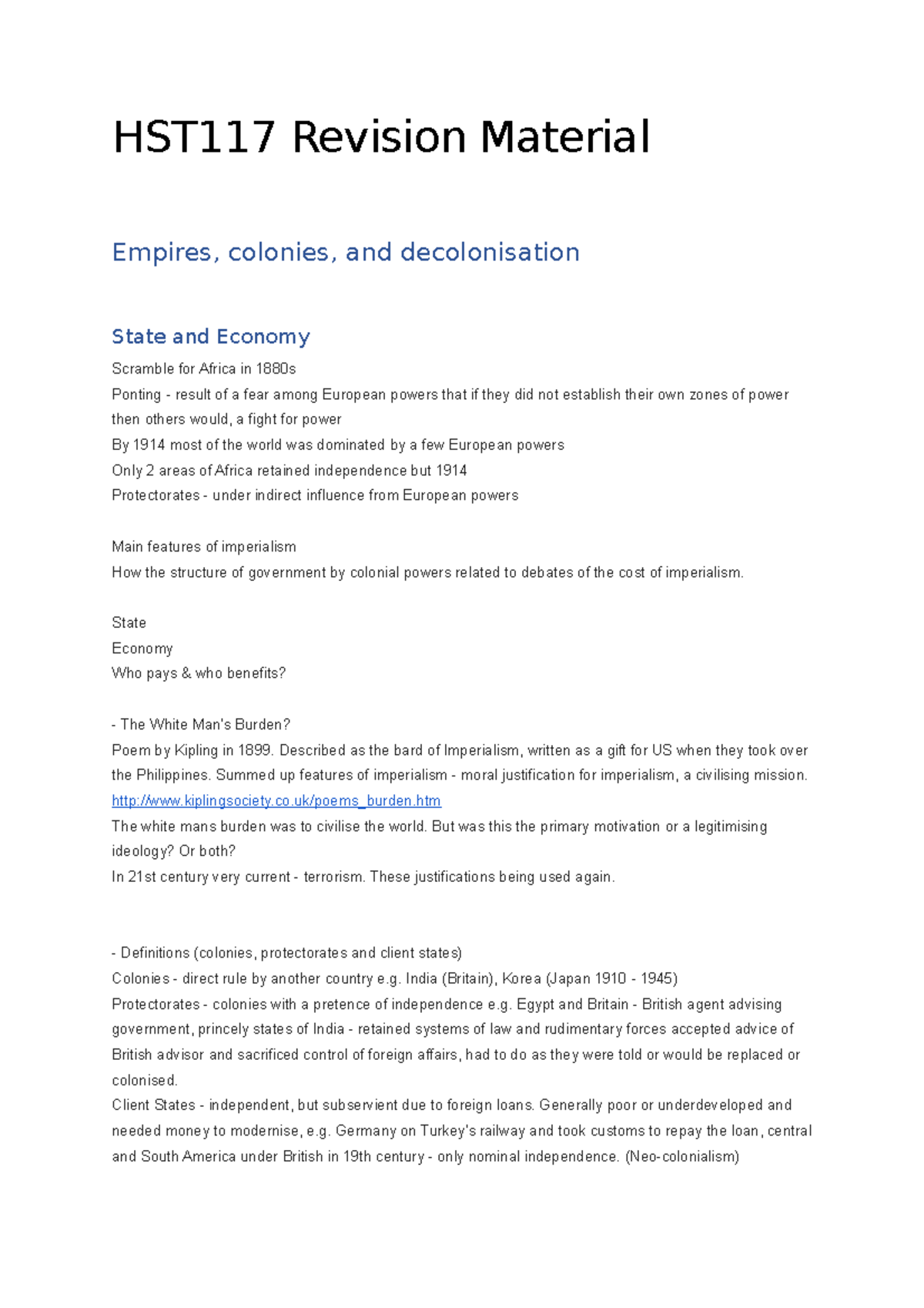 117 revision - Summary Making of the Twentieth Century - HST117 ...
