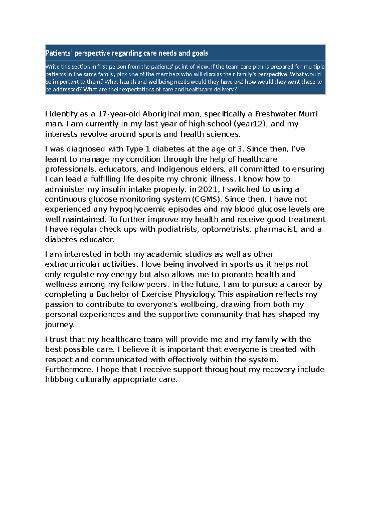 Patients - Assignment intro patient perspective - Patients’ perspective ...