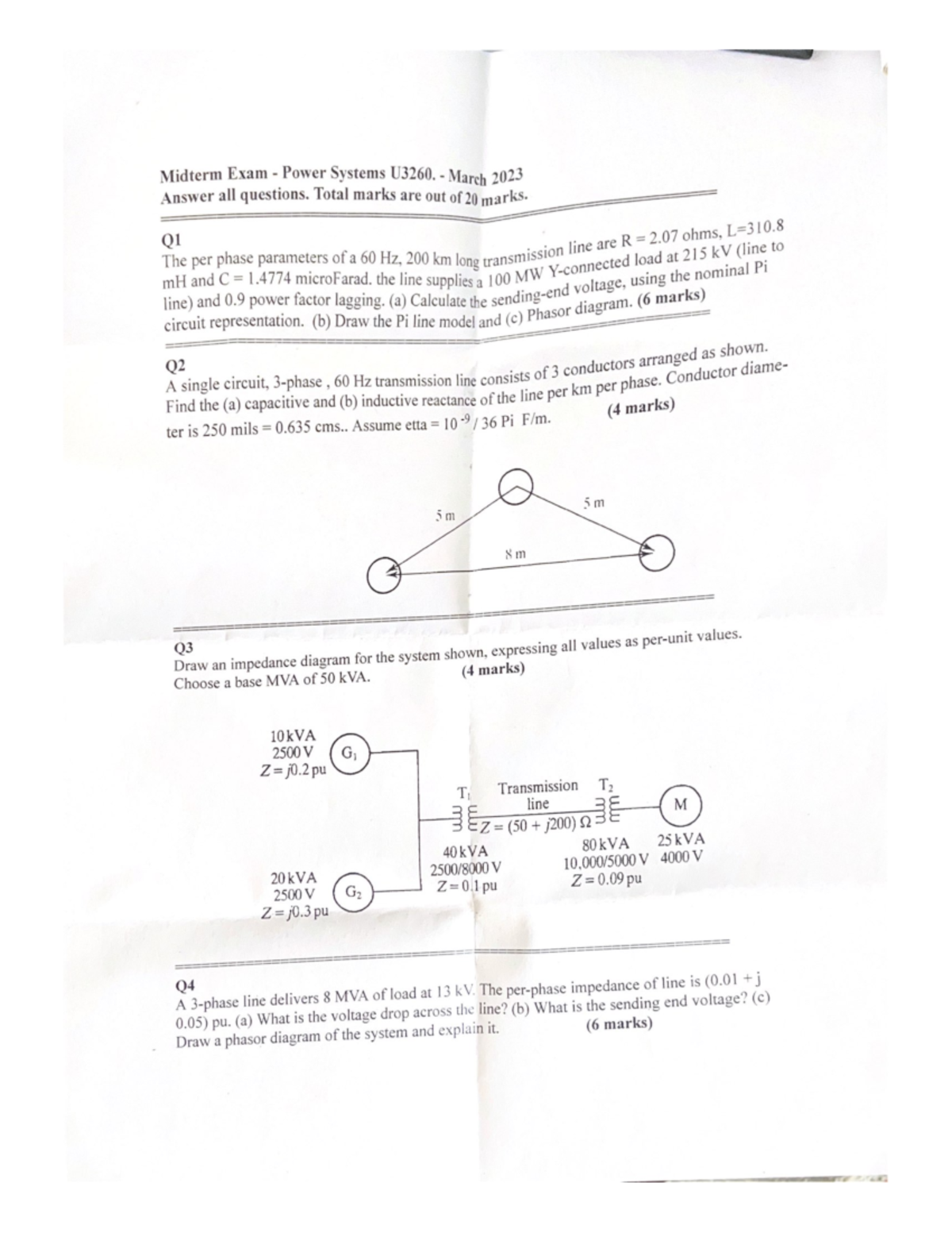 Midterm Exam - Power Systems U3260 - ELEE 3260 - Studocu