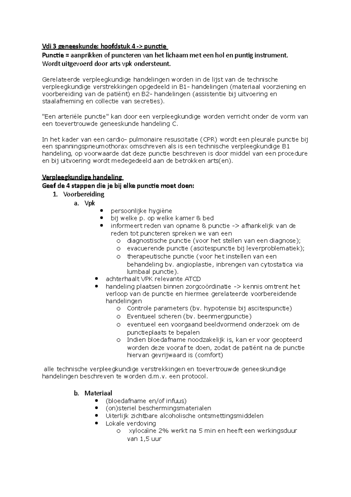 SV geneeskunde - hoofdstuk 4 punctie - Vdi 3 geneeskunde: hoofdstuk 4 ...