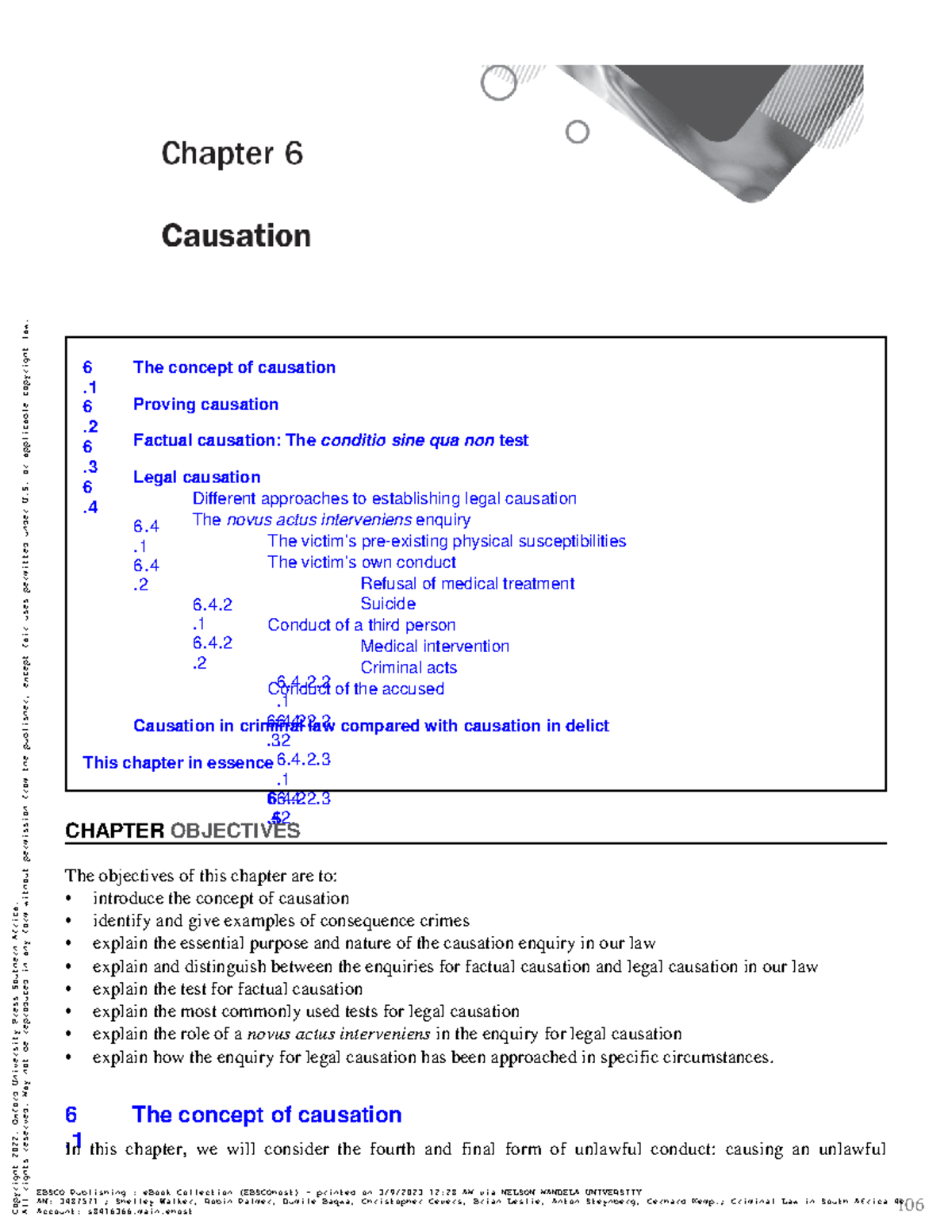 Shelley Walker Ro 2022 Chapter 6 Causation Criminal Law In South Afr - 106 6 . • • • • • • • • 6 ...