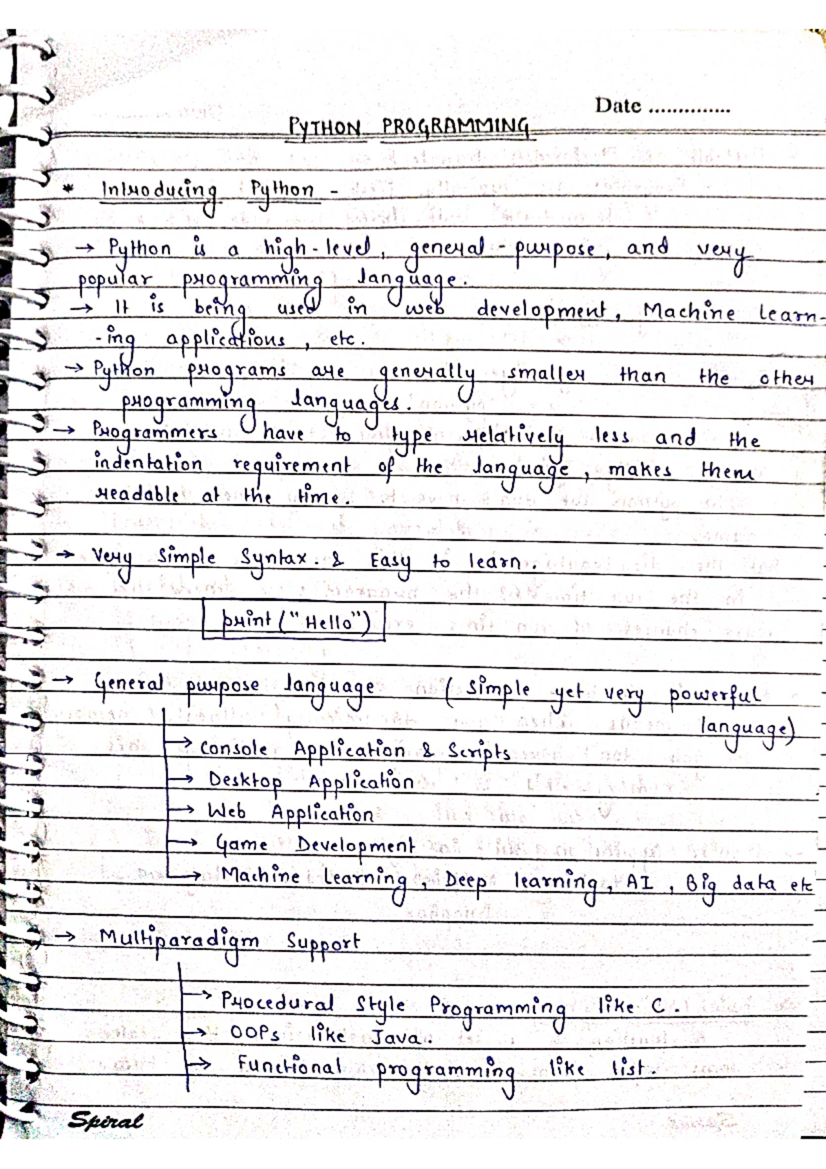 Python Handwritten Notes - Computer Engineering - Studocu