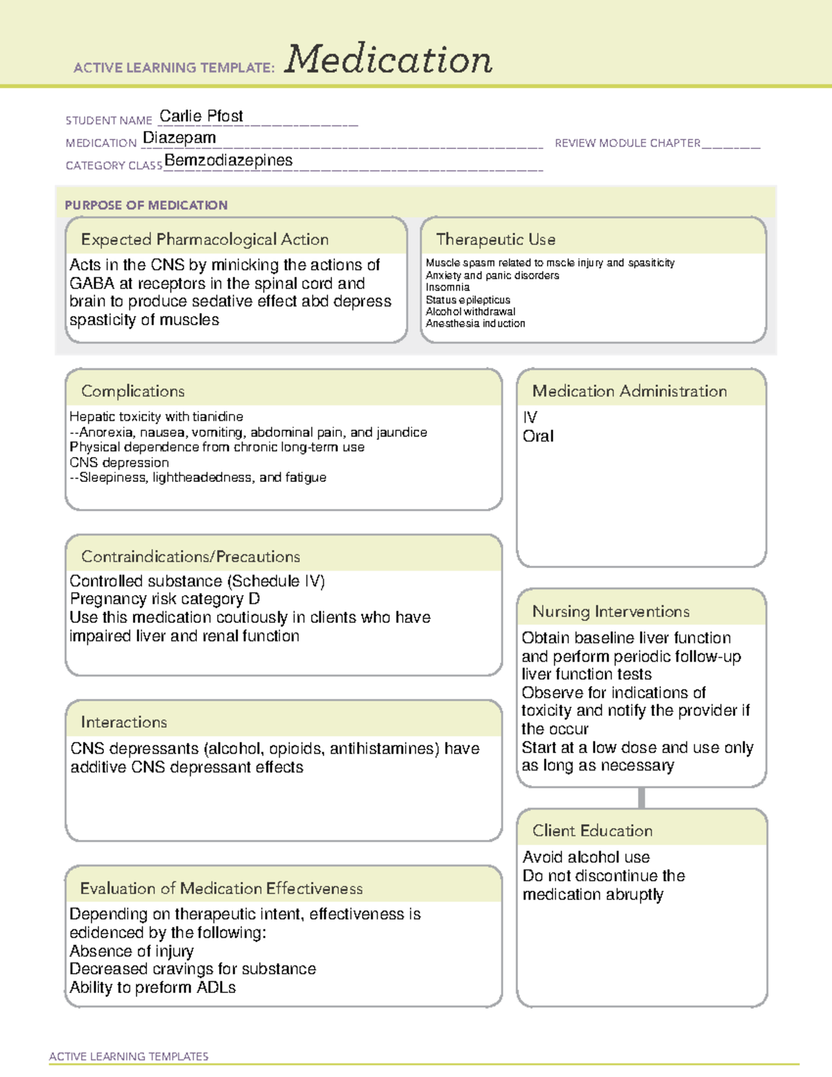 Medication template 3 - ACTIVE LEARNING TEMPLATES Medication STUDENT ...