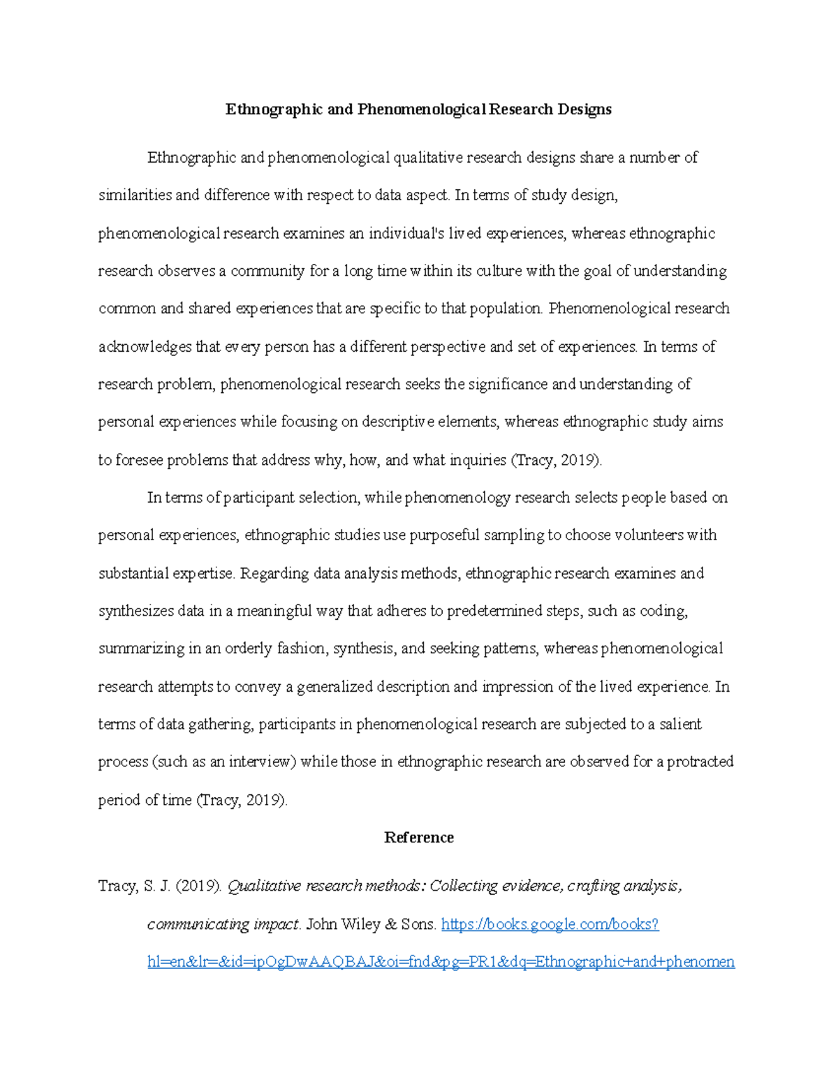 Ethnographic and Phenomenological Research Designs - Ethnographic and ...