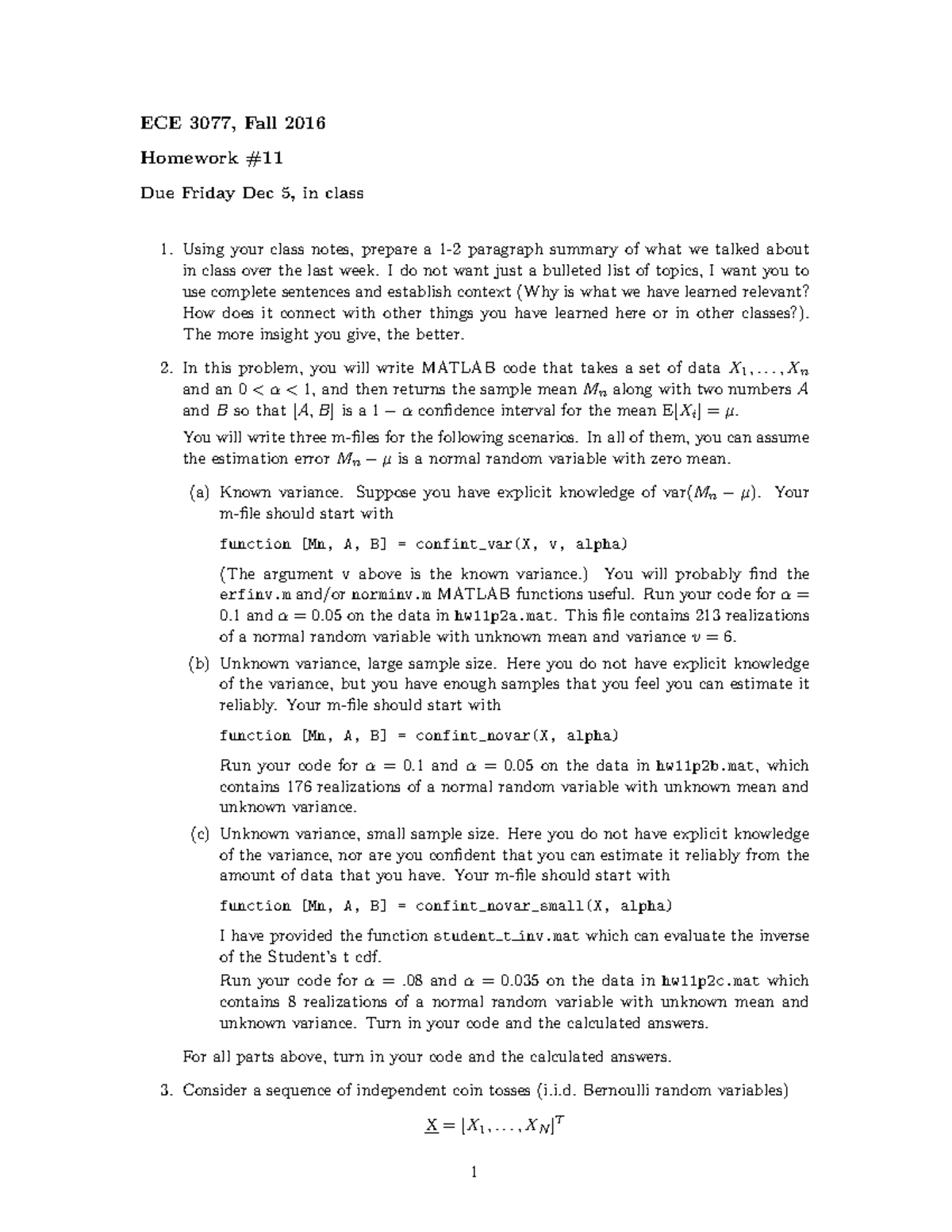 Hw11-3077-fa16 - Homework Solutions - ECE 3077, Fall 2016 Homework Due ...