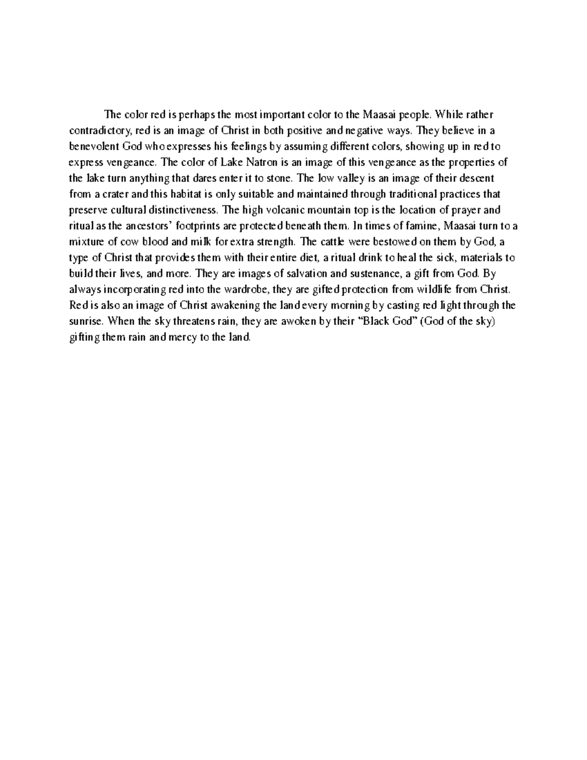 EN 209 short writing assignment - The color red is perhaps the most ...