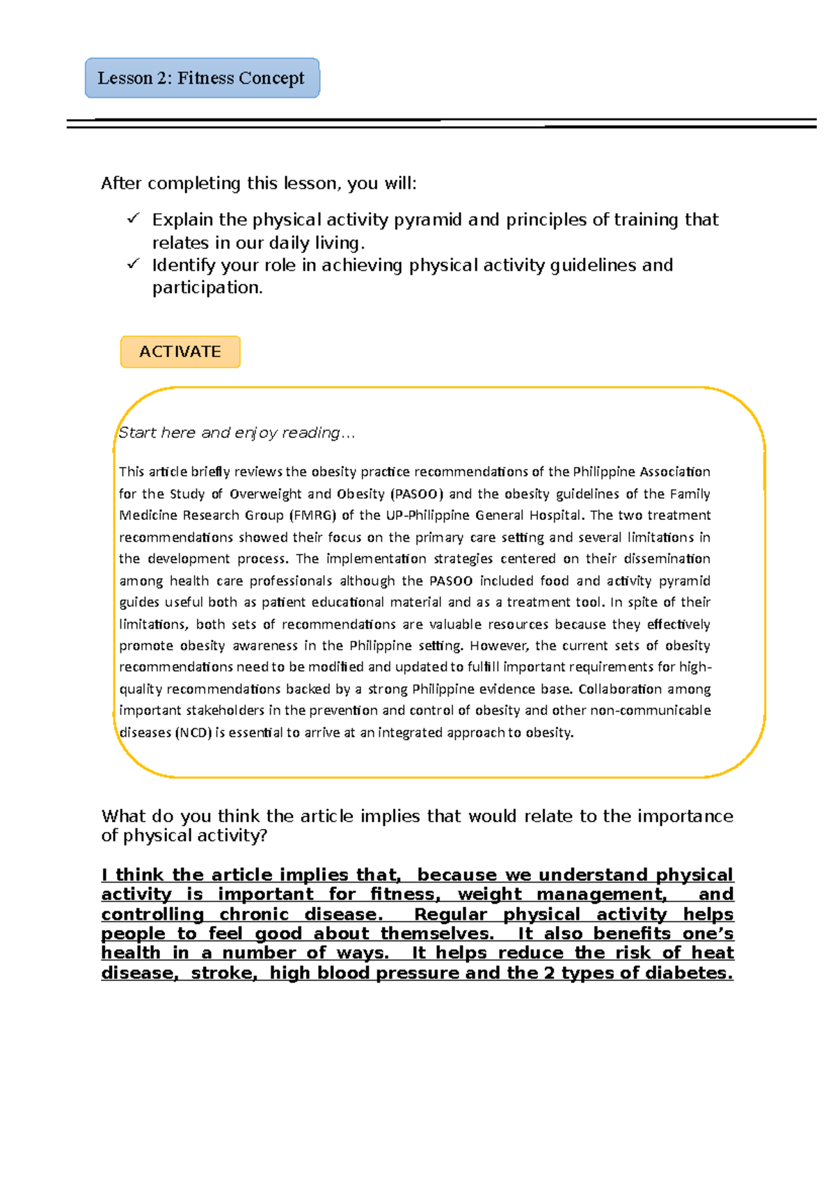PE- Lesson 202 - LECTURES - After completing this lesson, you will ...