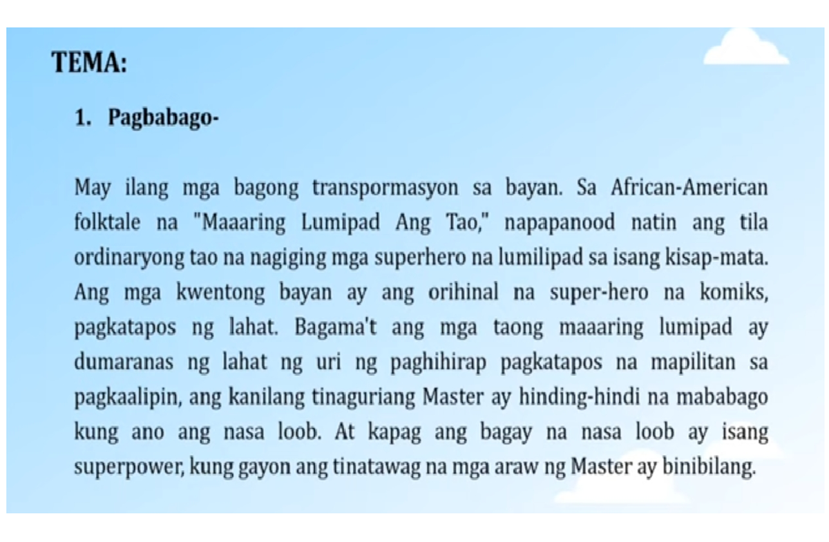 Lumipad ang Tao - lecture - MaED Filipino - Studocu