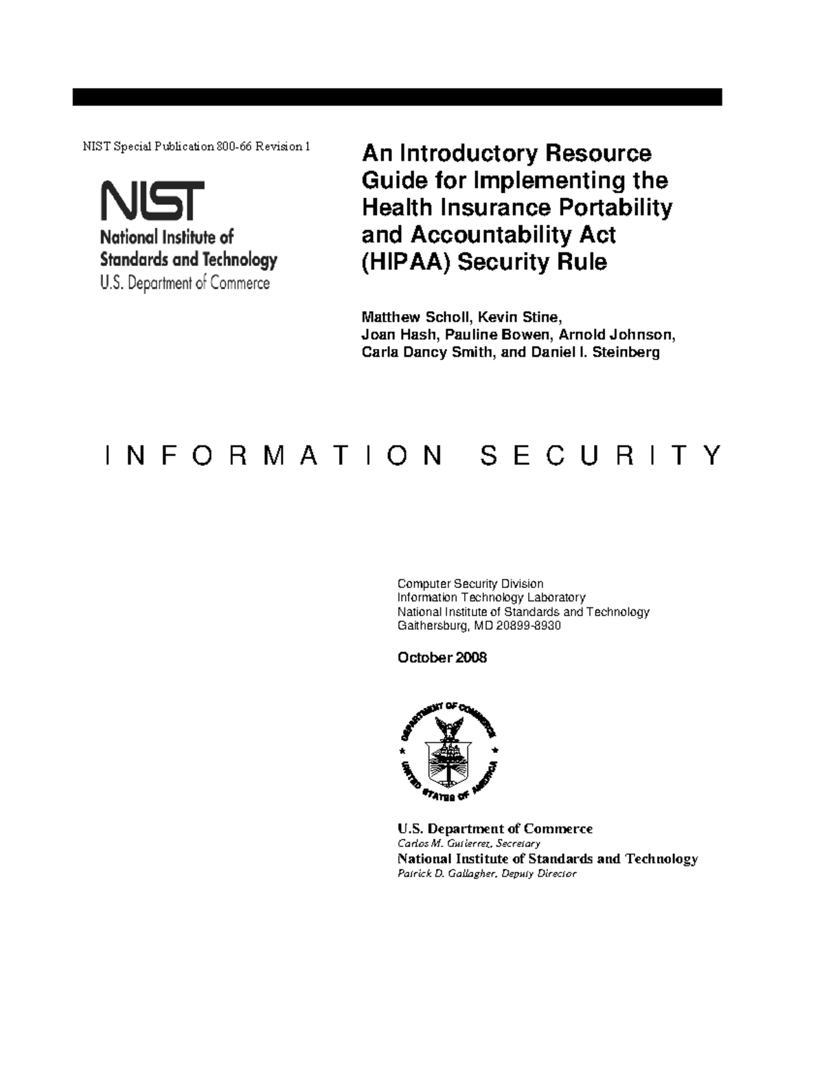 NIST 800-66 - An Introductory Resource Guide for Implementing the ...