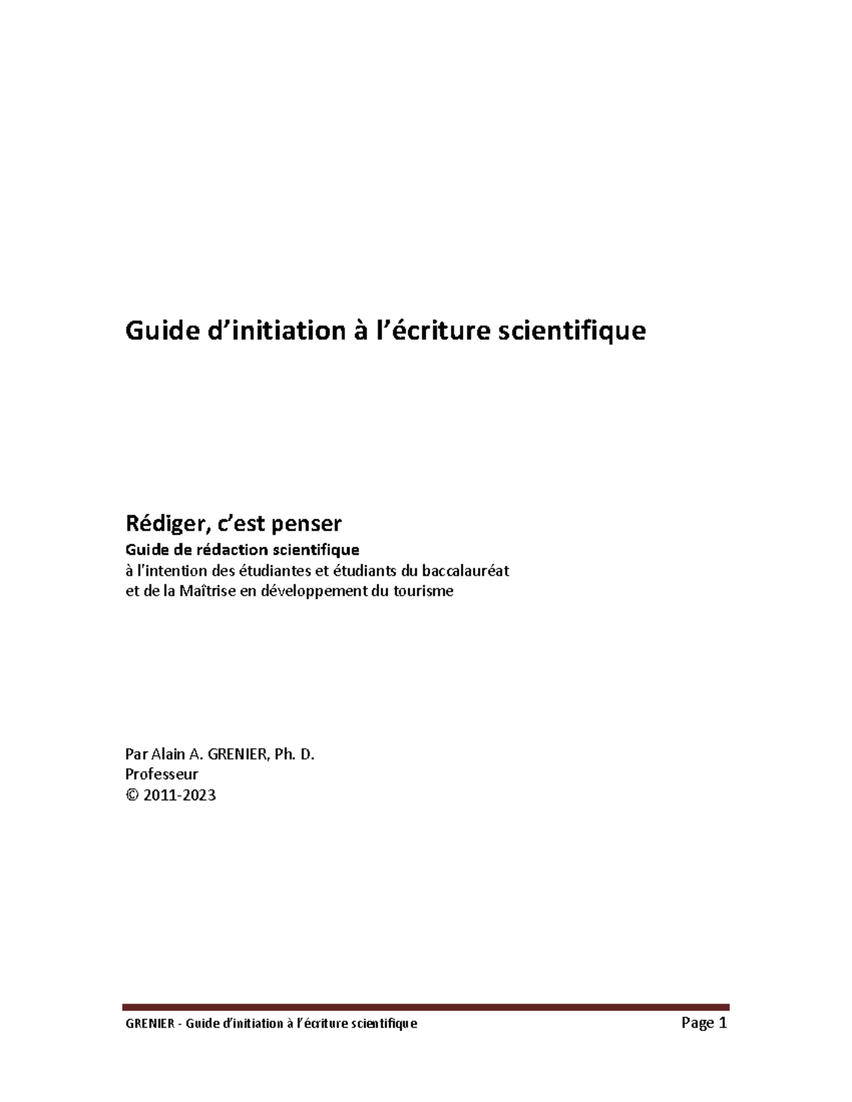 Guide ecriture-scientifique Grenier jan2023 version-courte - Guide d’initiation à l’écriture ...