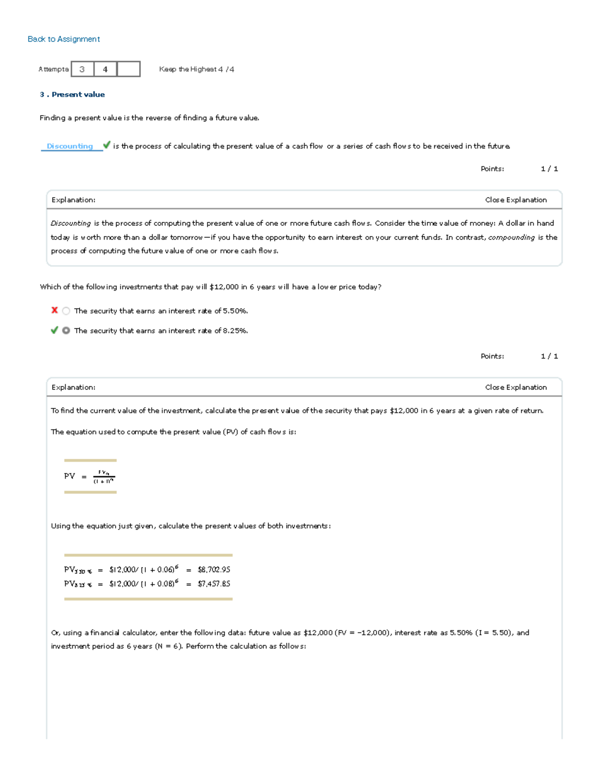 Bus Fin Ch 5 TMV Part A #3 - Present Value 2 - Points: 1 / 1 Close ...