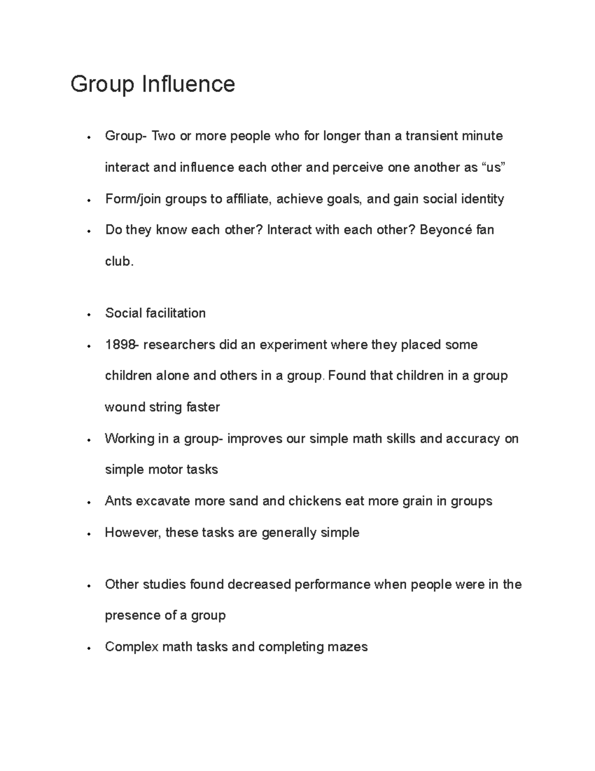 Group Influence - Group Influence Group- Two or more people who for ...