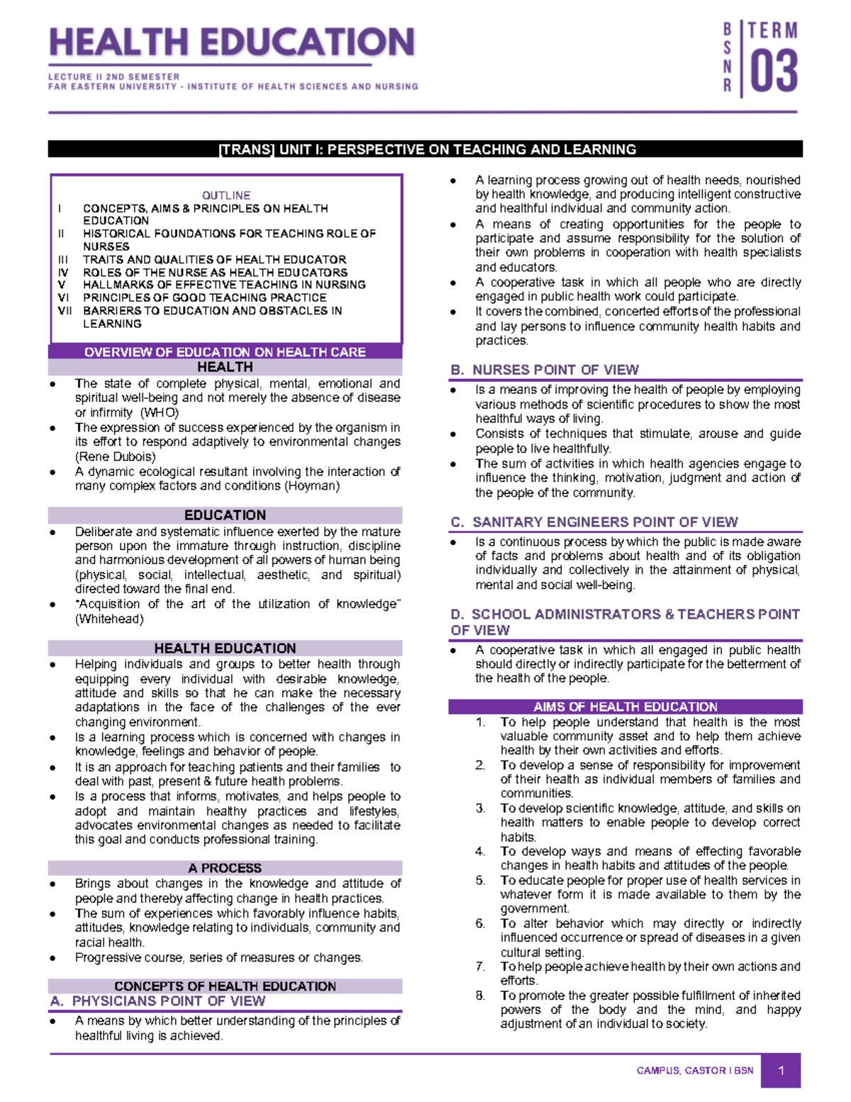 Health EDUC LEC#4-5 Perspective-ON- Teaching-AND- Learning - [TRANS ...