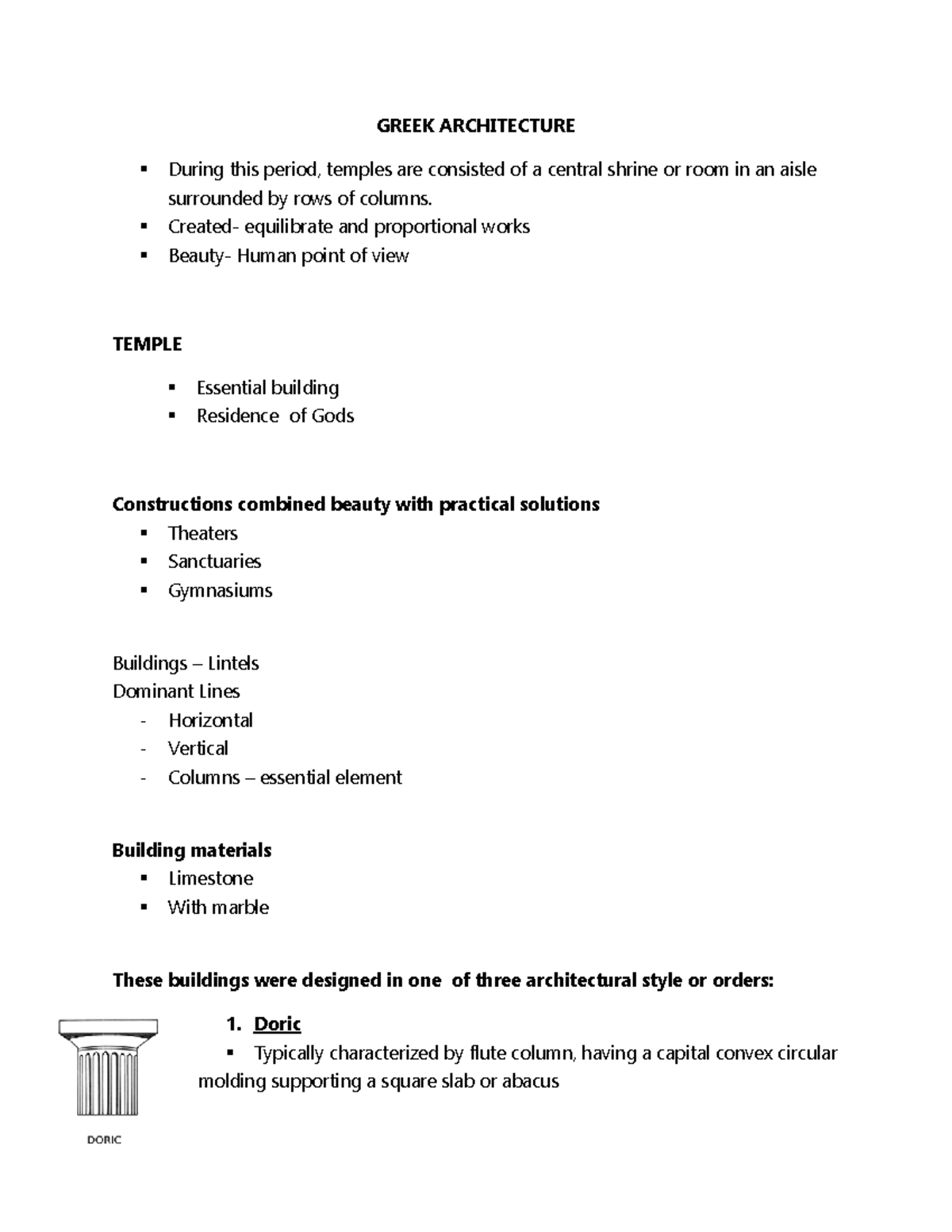 Greek Architecture ( Mapeh-9) - GREEK ARCHITECTURE During this period ...