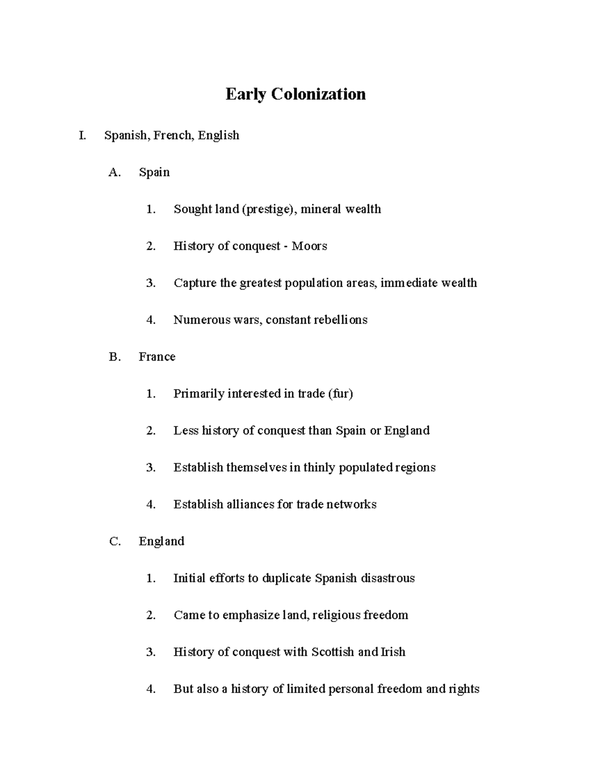 Early Colonization - An examination of the colonial world of the ...