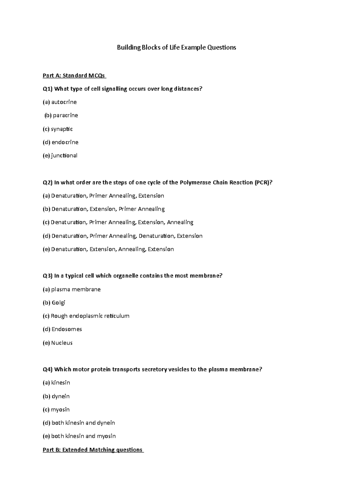 building blocks questions - Building Blocks of Life Example Questions ...