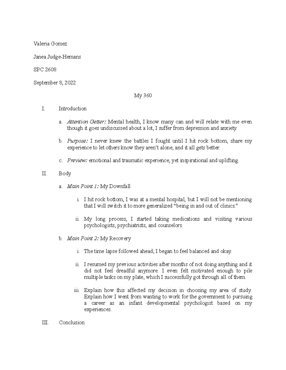 Self-Introduction Speech SPC2608-2227 - Valeria Gomez Janea Judge ...