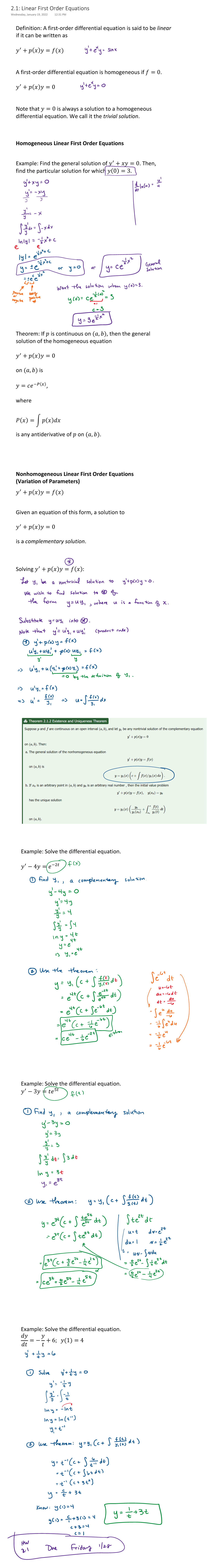 2 1 Linear First Order Equations Definition A First order
