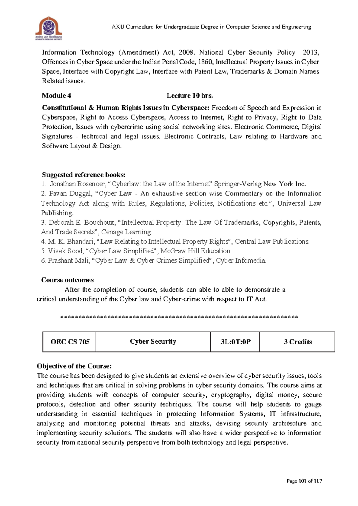 Cyber Security Syllabus - Page 101 of 117 AKU Curriculum for ...