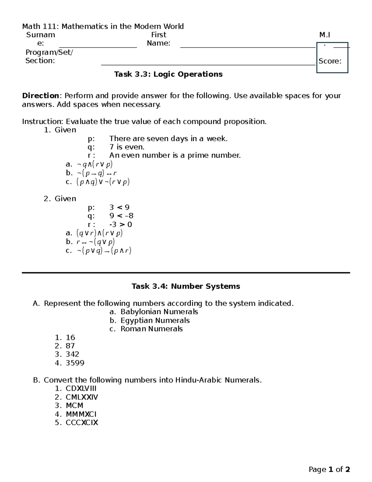 Math111 Task3 3 3 4 3 5 Template Math 111 Mathematics In The Modern