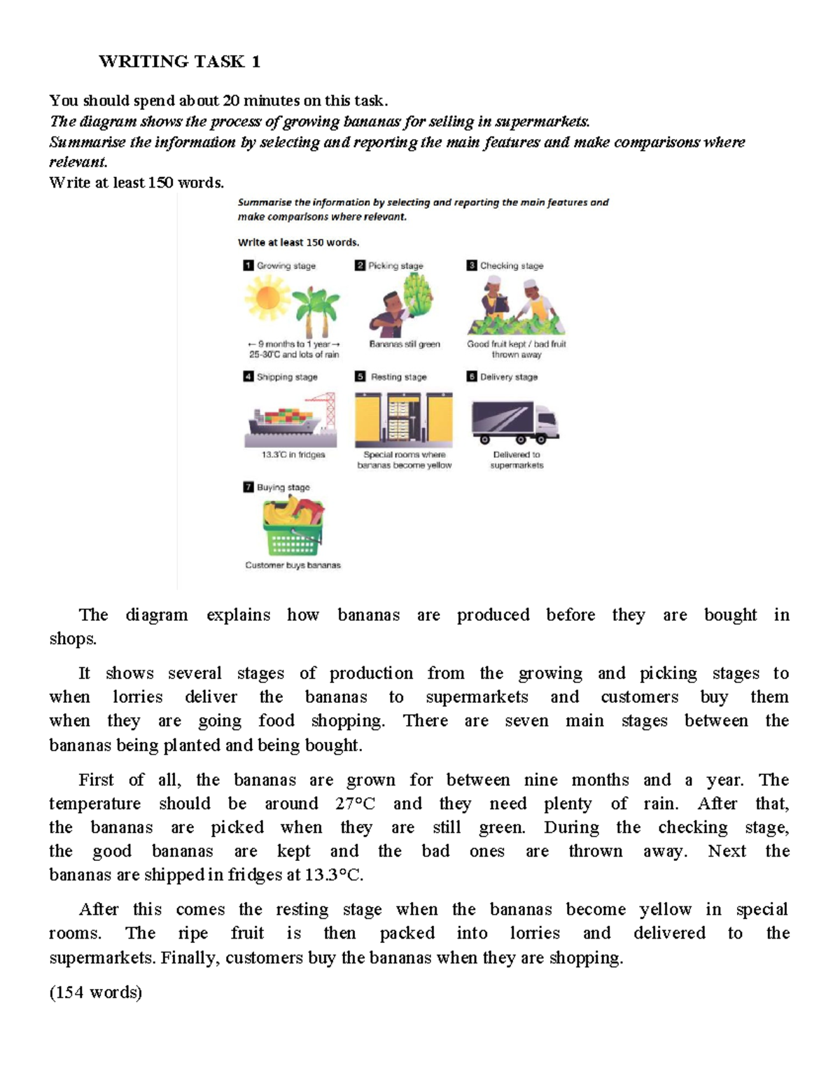 Writing TASK 1 sample banana process - WRITING TASK 1 You should spend ...