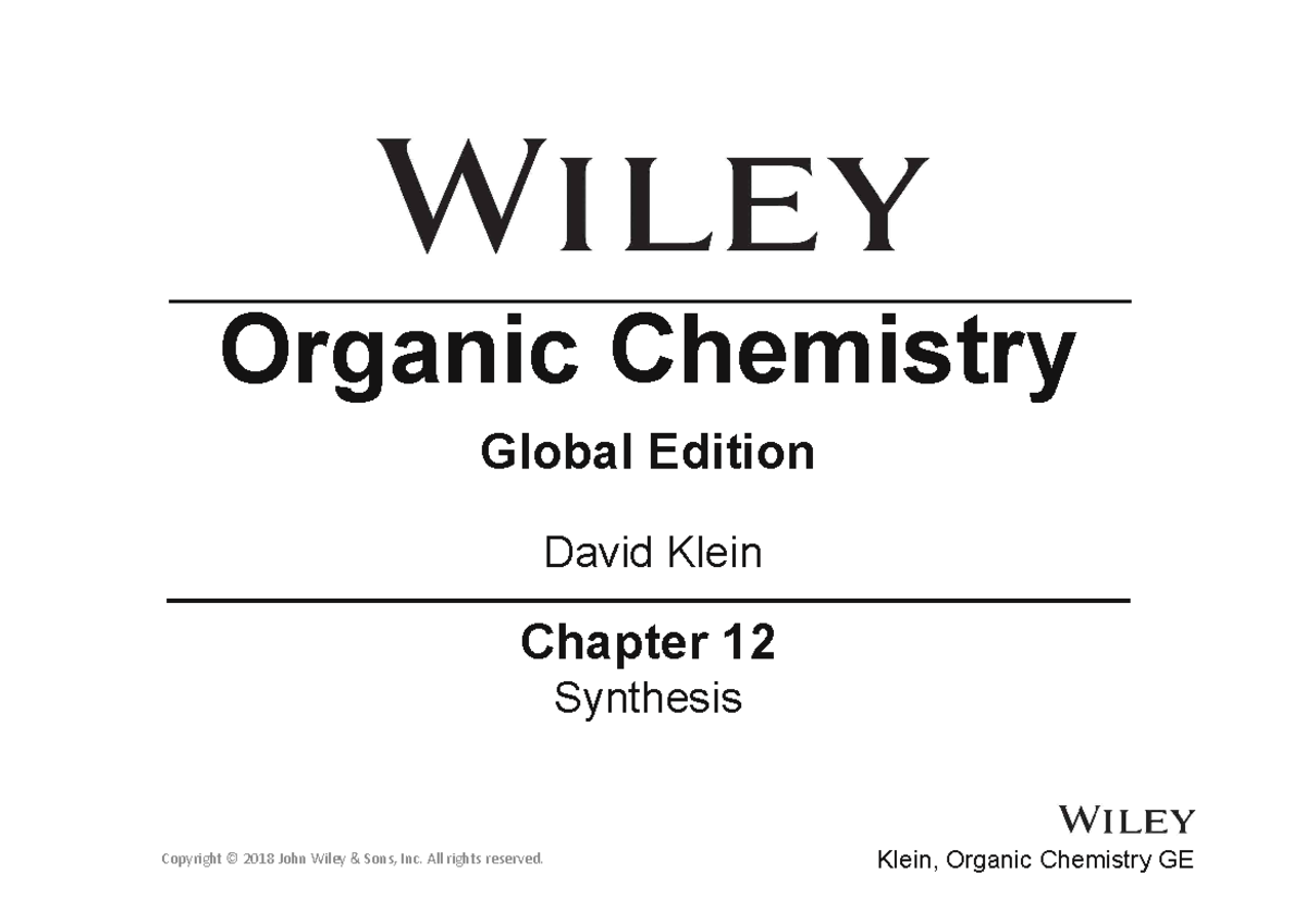 vCh07021354 organic chemistry - Chapter 12 Synthesis Organic Chemistry ...