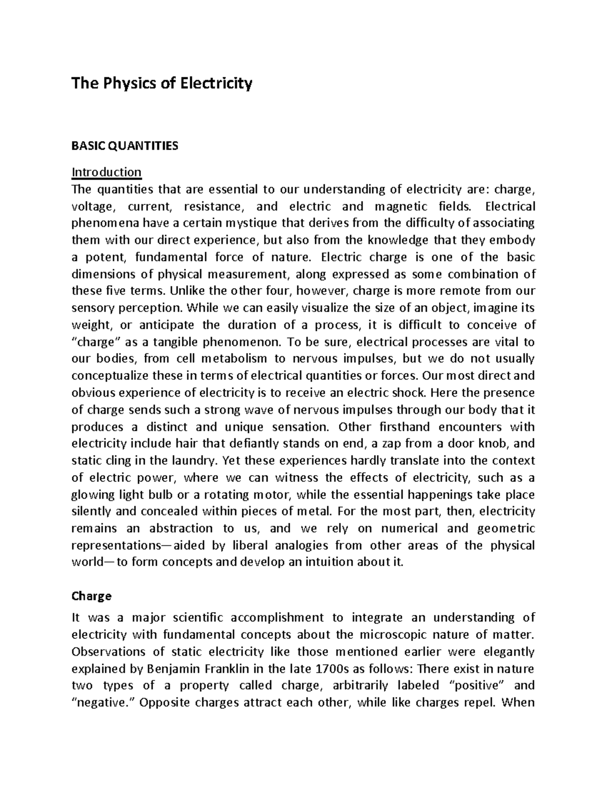 THE Physics OF Electricity - The Physics of Electricity BASIC ...