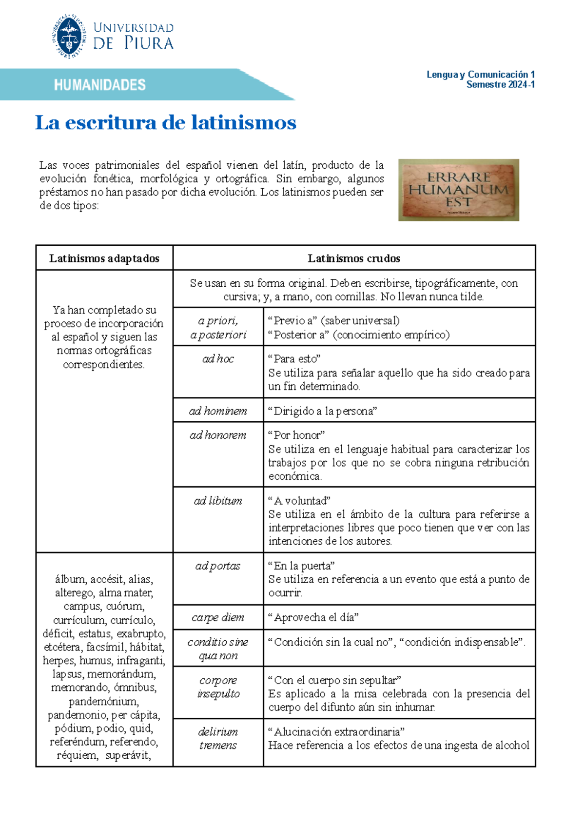 LC1 - Hoja de latinismos para el final - Lengua y Comunicación 1 ...