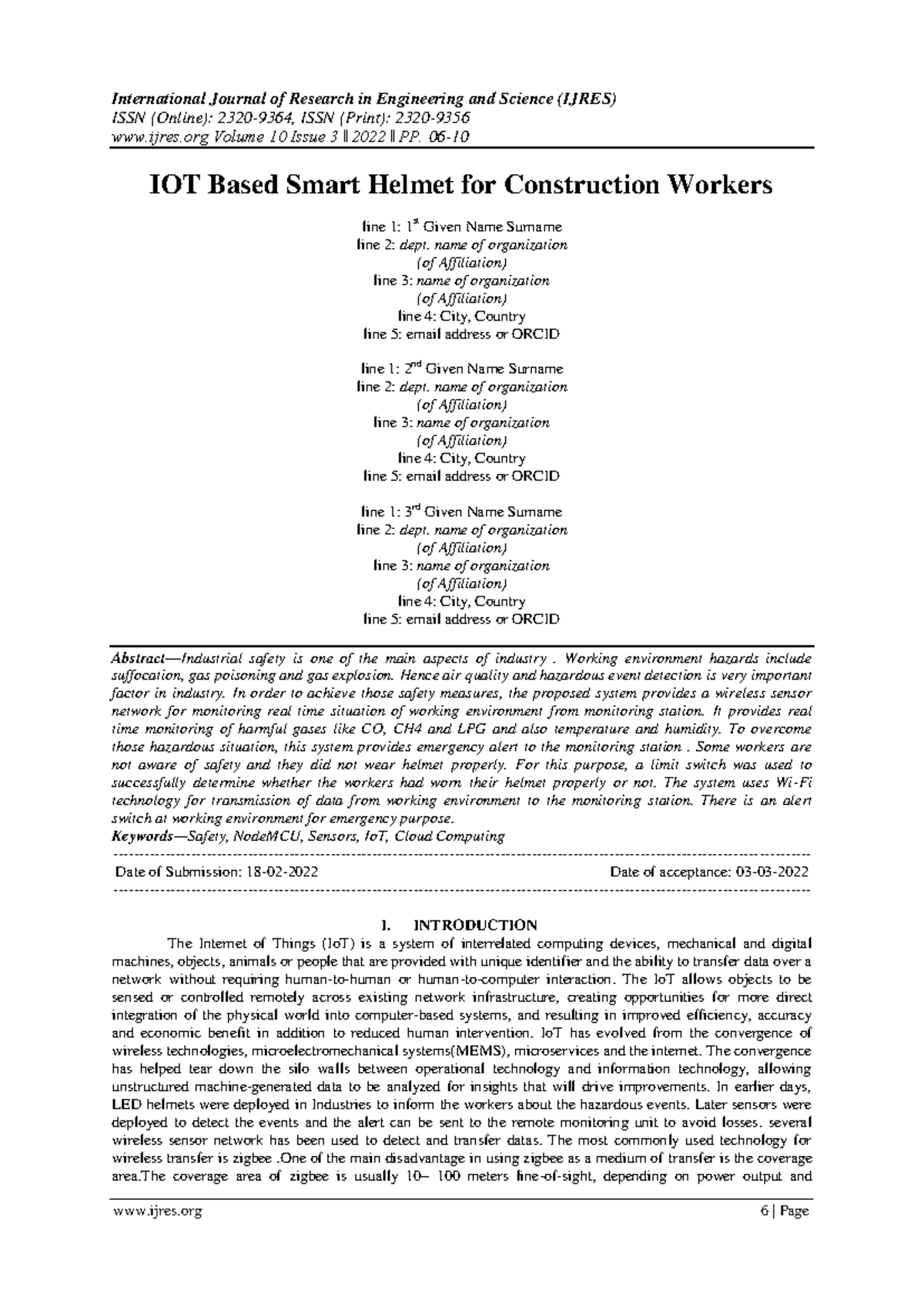 Journal paper that based on your study of IoT - International Journal ...