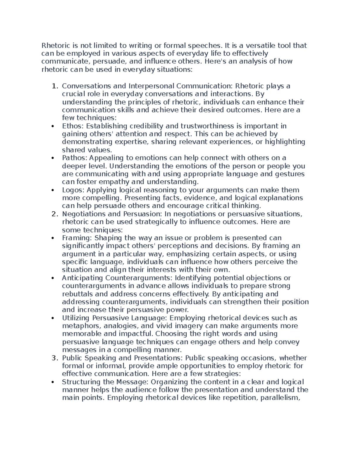Rhetoric Analysis - Rhetoric is not limited to writing or formal ...