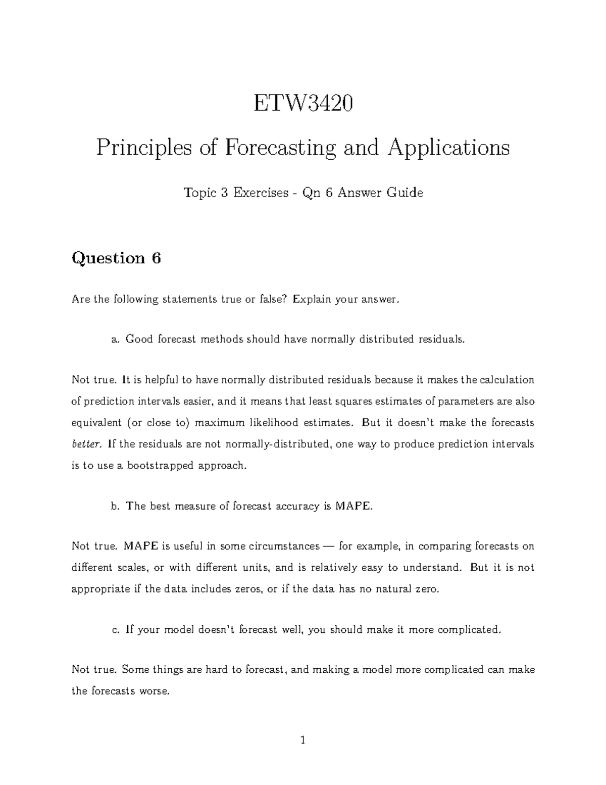 Topic 3 Solutions QN6 - ETW Principles of Forecasting and Applications ...