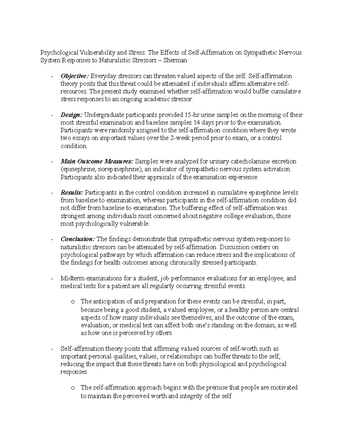 Psychological Vulnerability and Stress- The Effects of Self-Affirmation ...