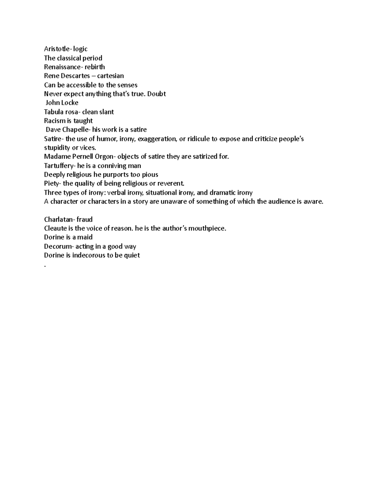 Aristotle - notes - Aristotle- logic The classical period Renaissance ...