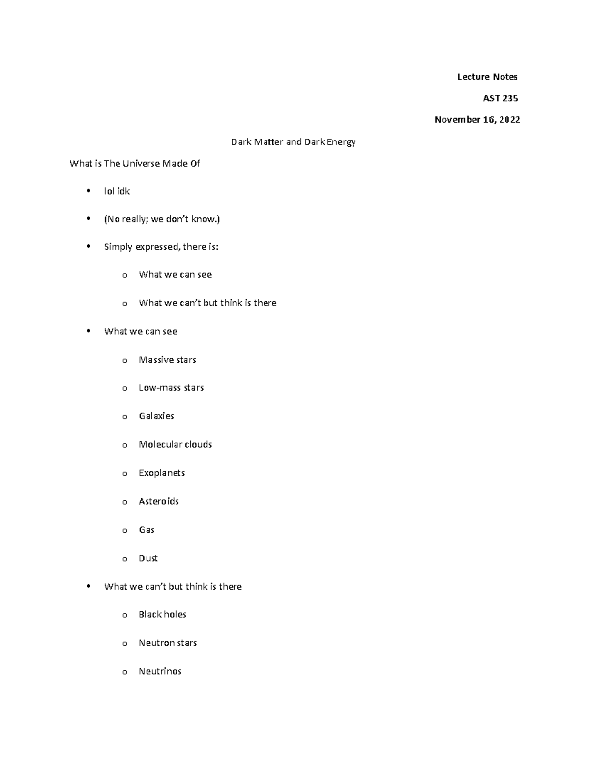 23a Dark Matter - Notes from the professor's slides. - Lecture Notes ...