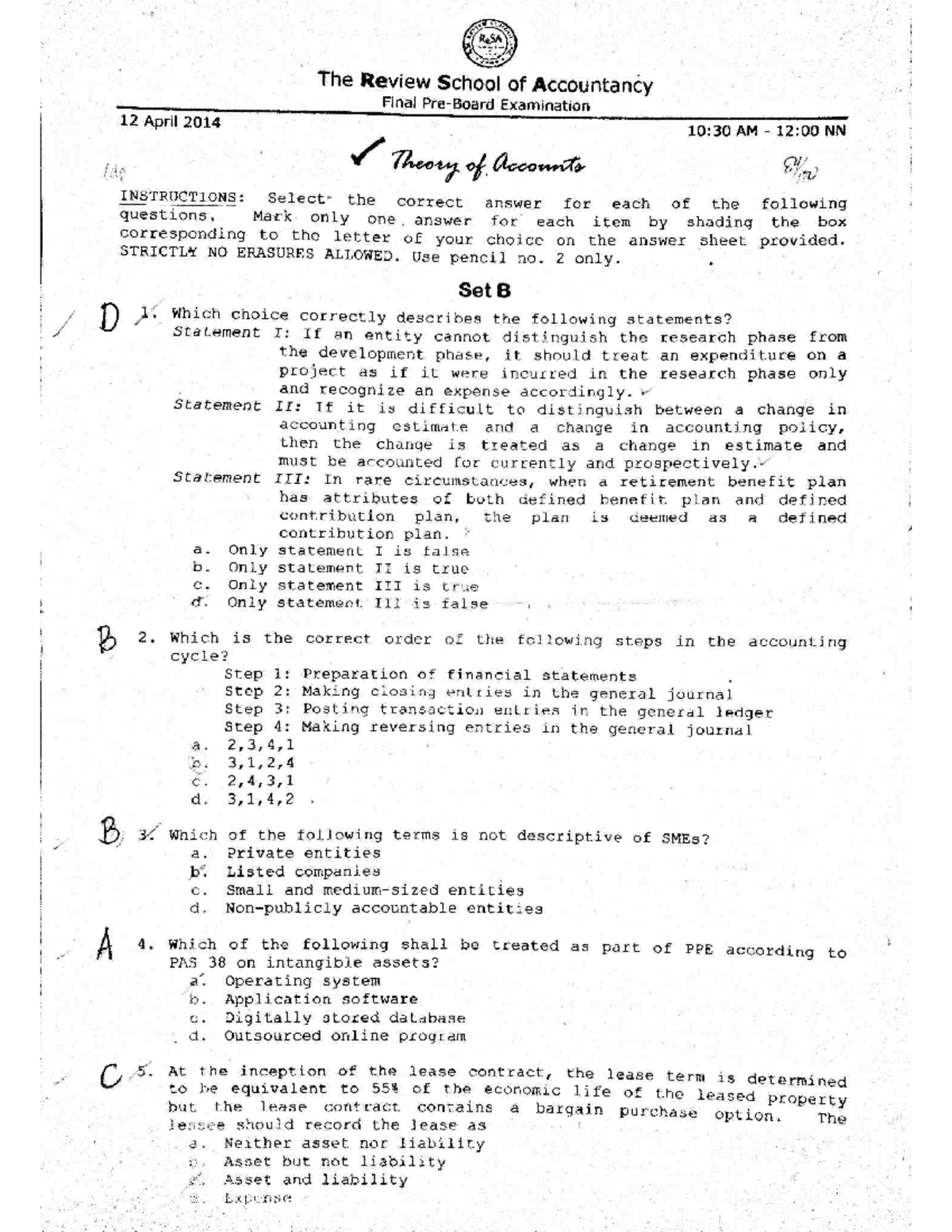 RESA Final preboard - 2014 - Accountancy - Studocu