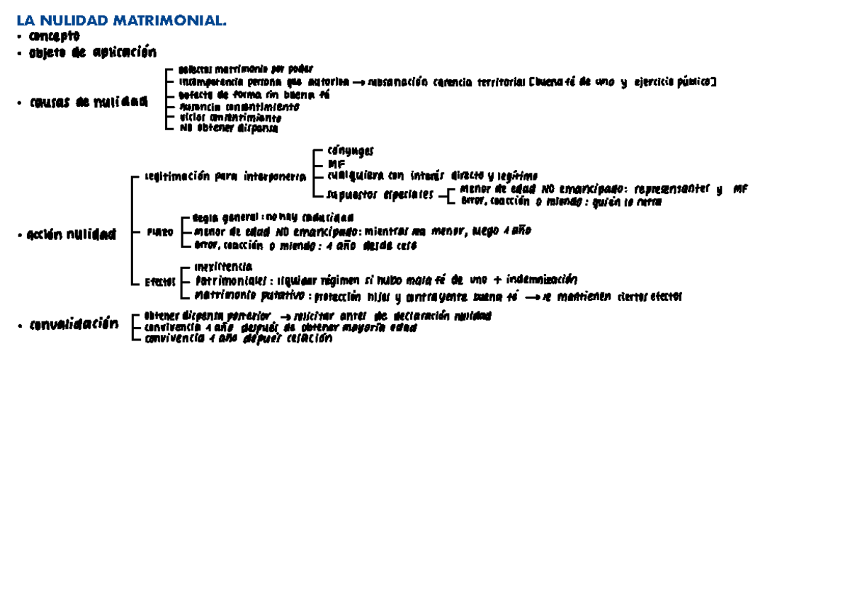 Esquema nulidad - derecho civil iii (derecho de familia y sucesiones) - LA NULIDAD MATRIMONIAL ...