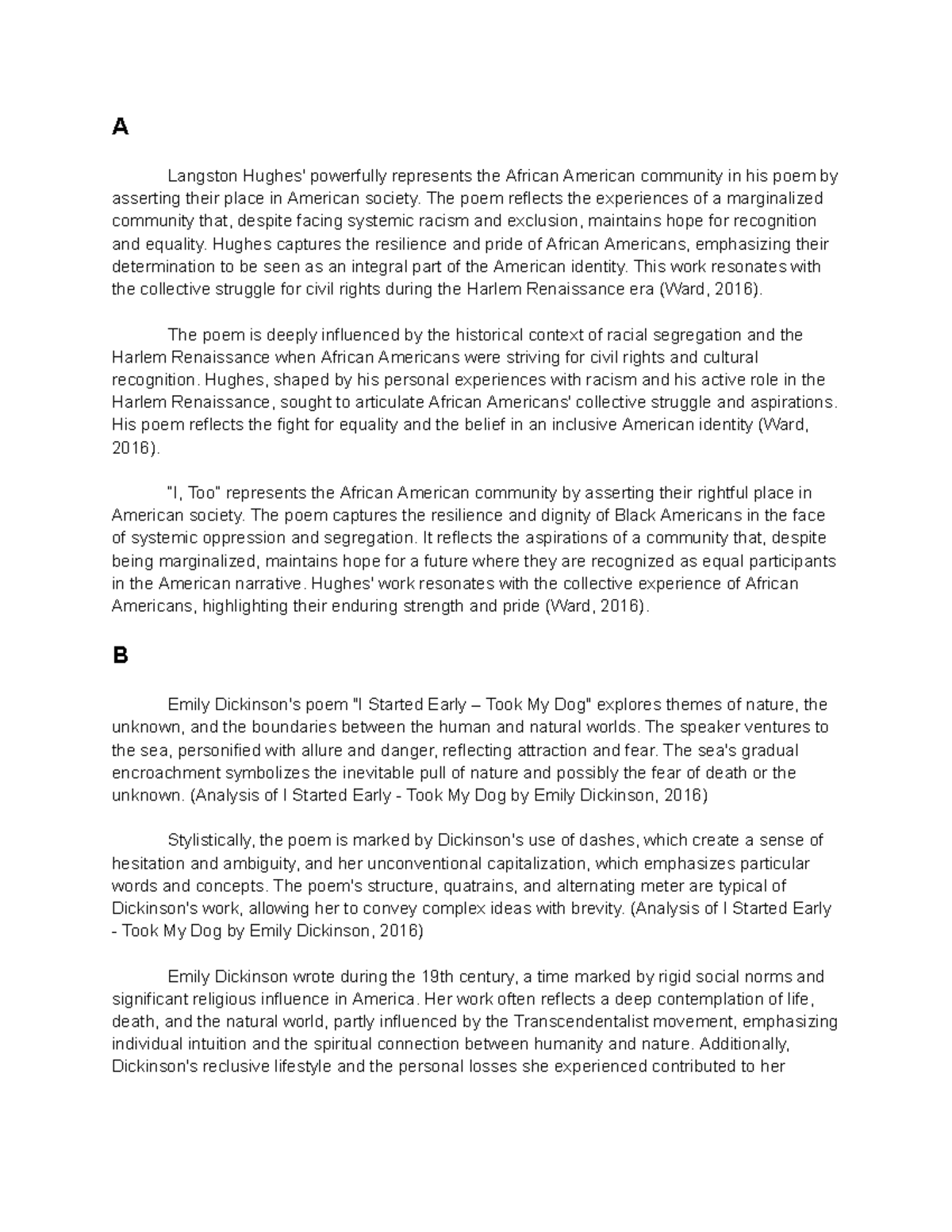 UJM2 -Task 1 - passed - A Langston Hughes' powerfully represents the ...