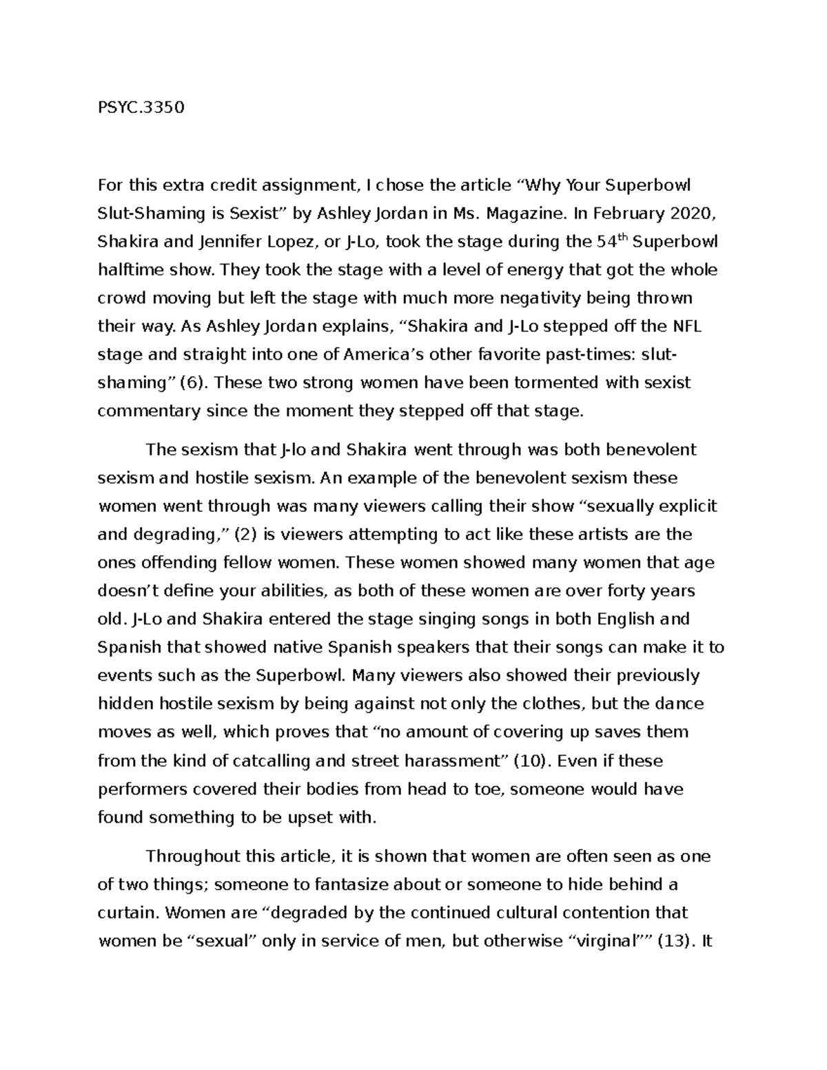 Extra Credit Assignment - PSYC. For this extra credit assignment, I ...