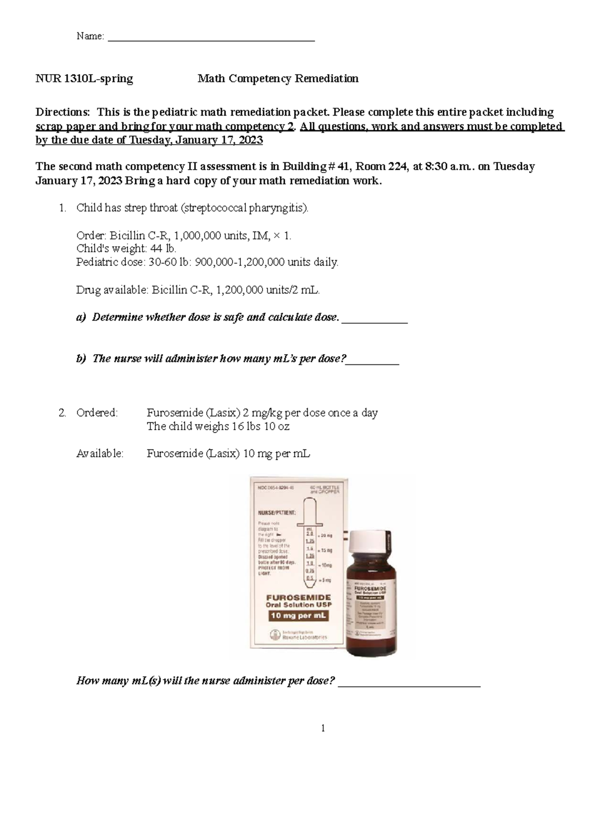 44464114 - must study - NUR 1310L-spring Math Competency Remediation ...