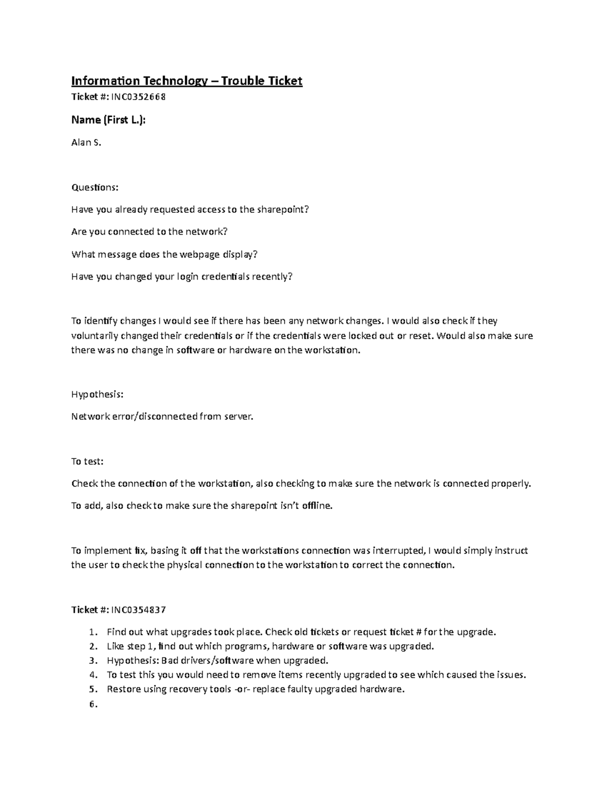 IT 202: Project Two Milestone - Information Technology – Trouble Ticket ...