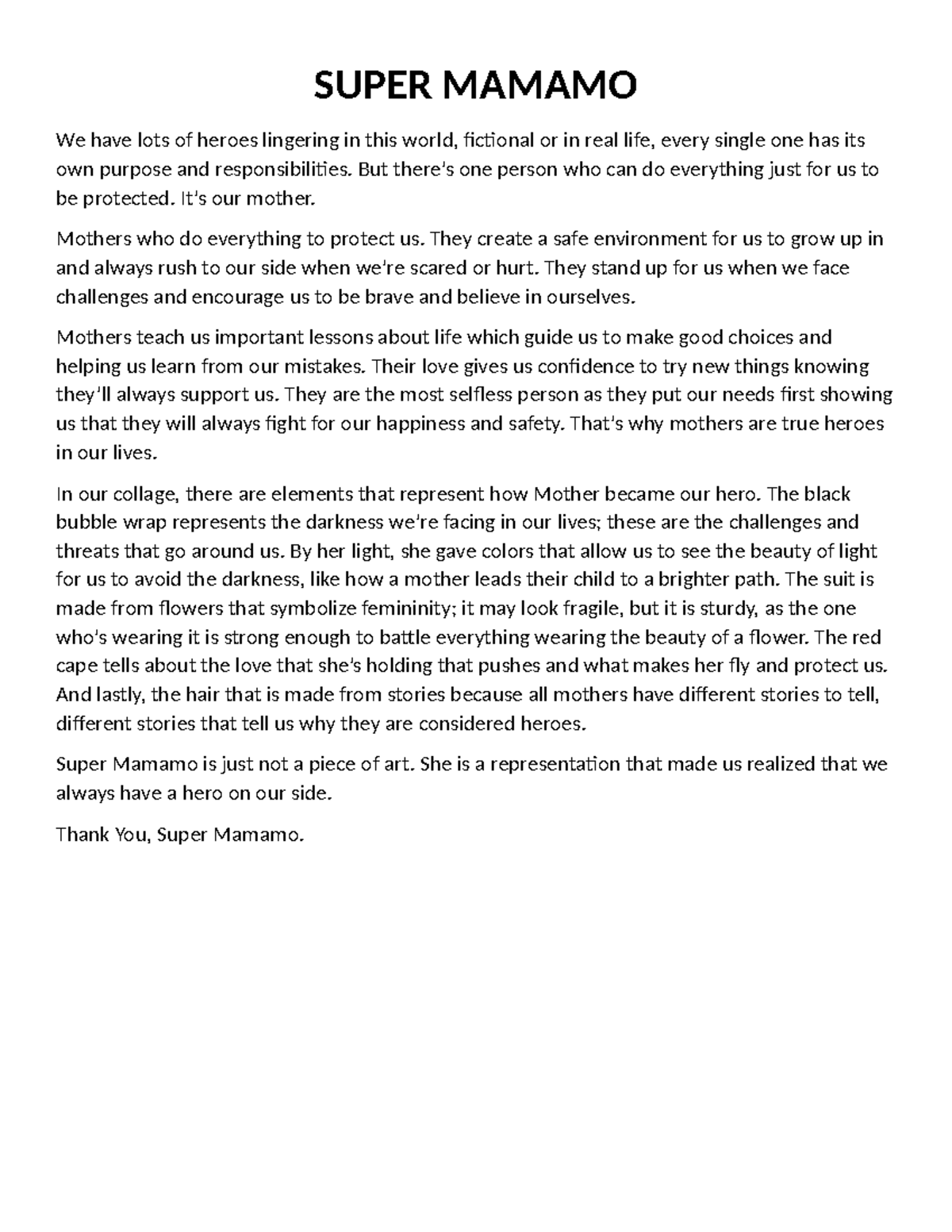 Super- Mamamo - mama mo - SUPER MAMAMO We have lots of heroes lingering ...