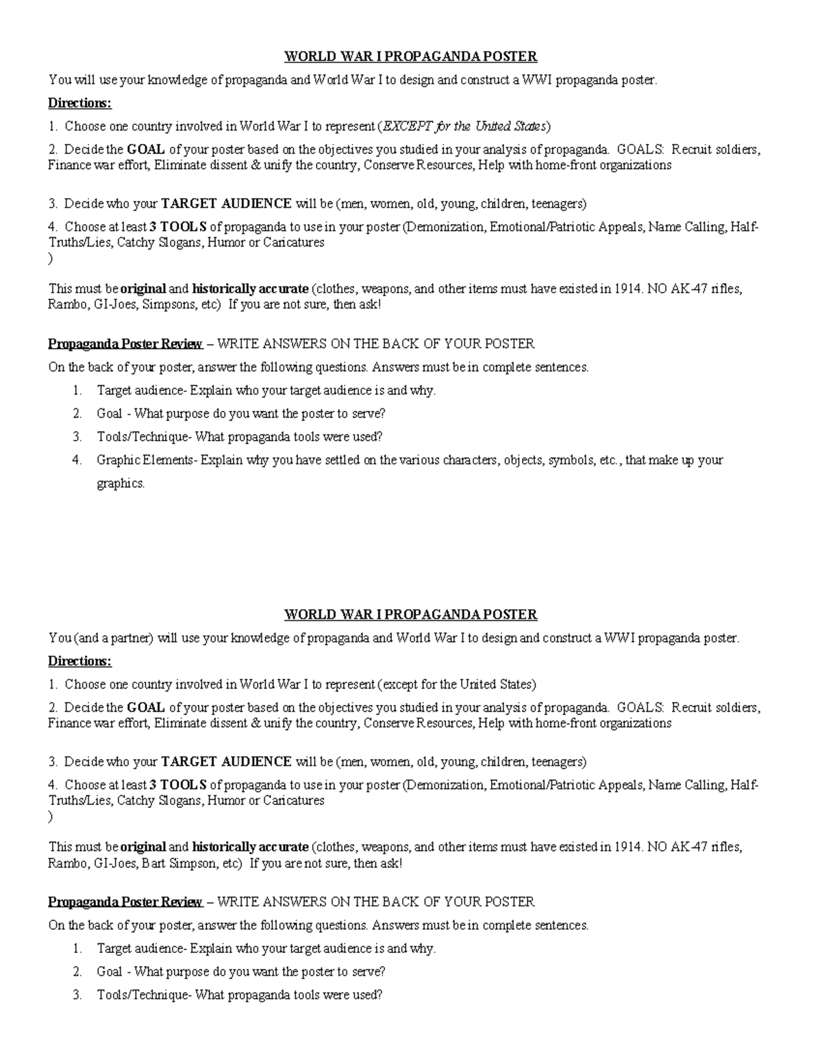 Propaganda Poster Project Updated - WORLD WAR I PROPAGANDA POSTER You ...