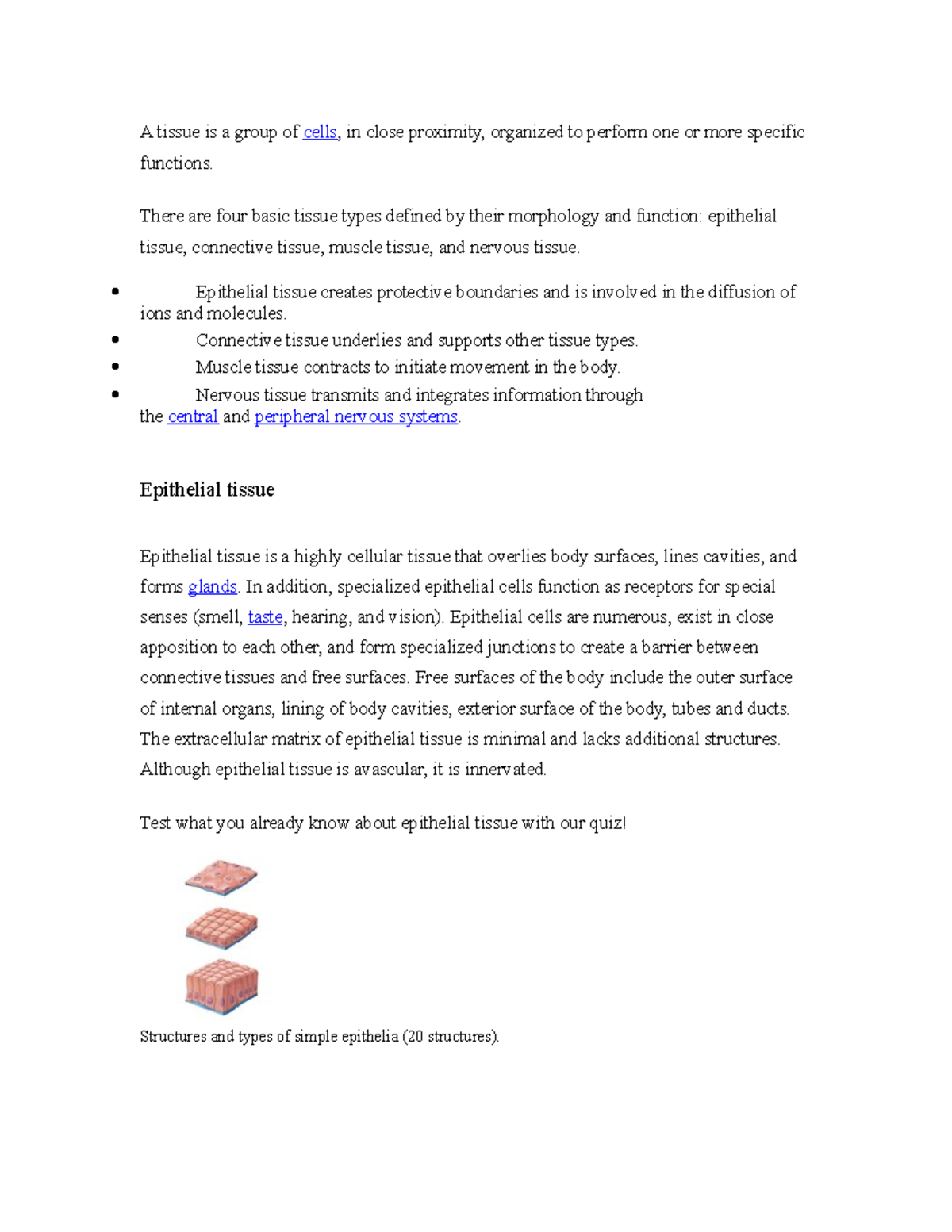 A tissue is a group of - There are four basic tissue types defined by their morphology and ...