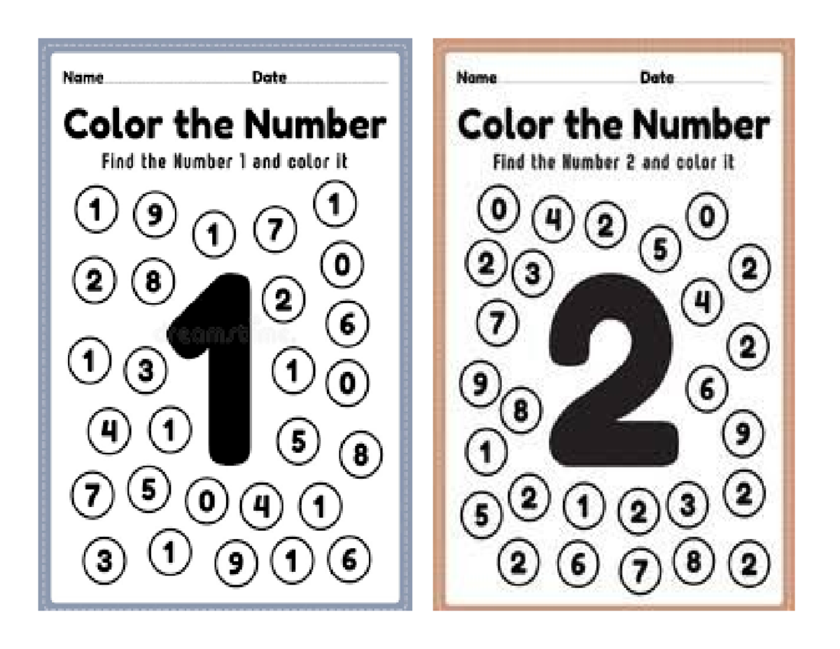 Activity numbers - Activities in Math - Name Date Name Date Color the ...