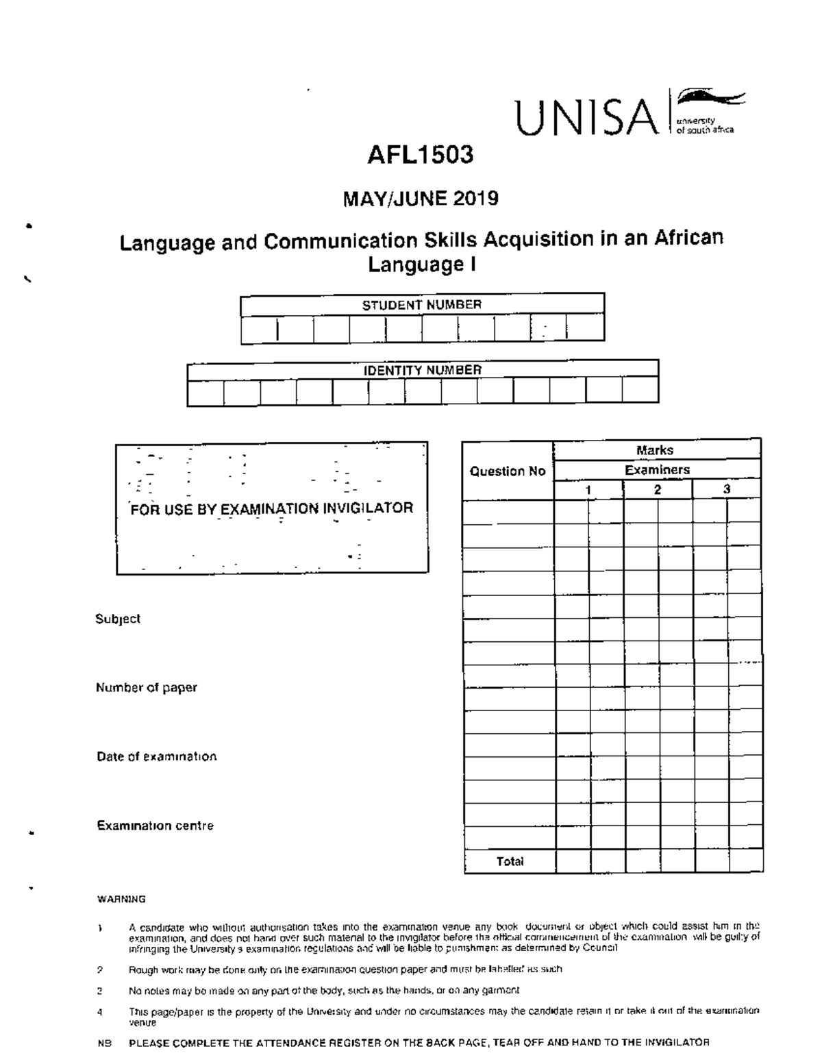 Answers AFL1503-2019-6-E-1 updated - Afl1503 - Studocu