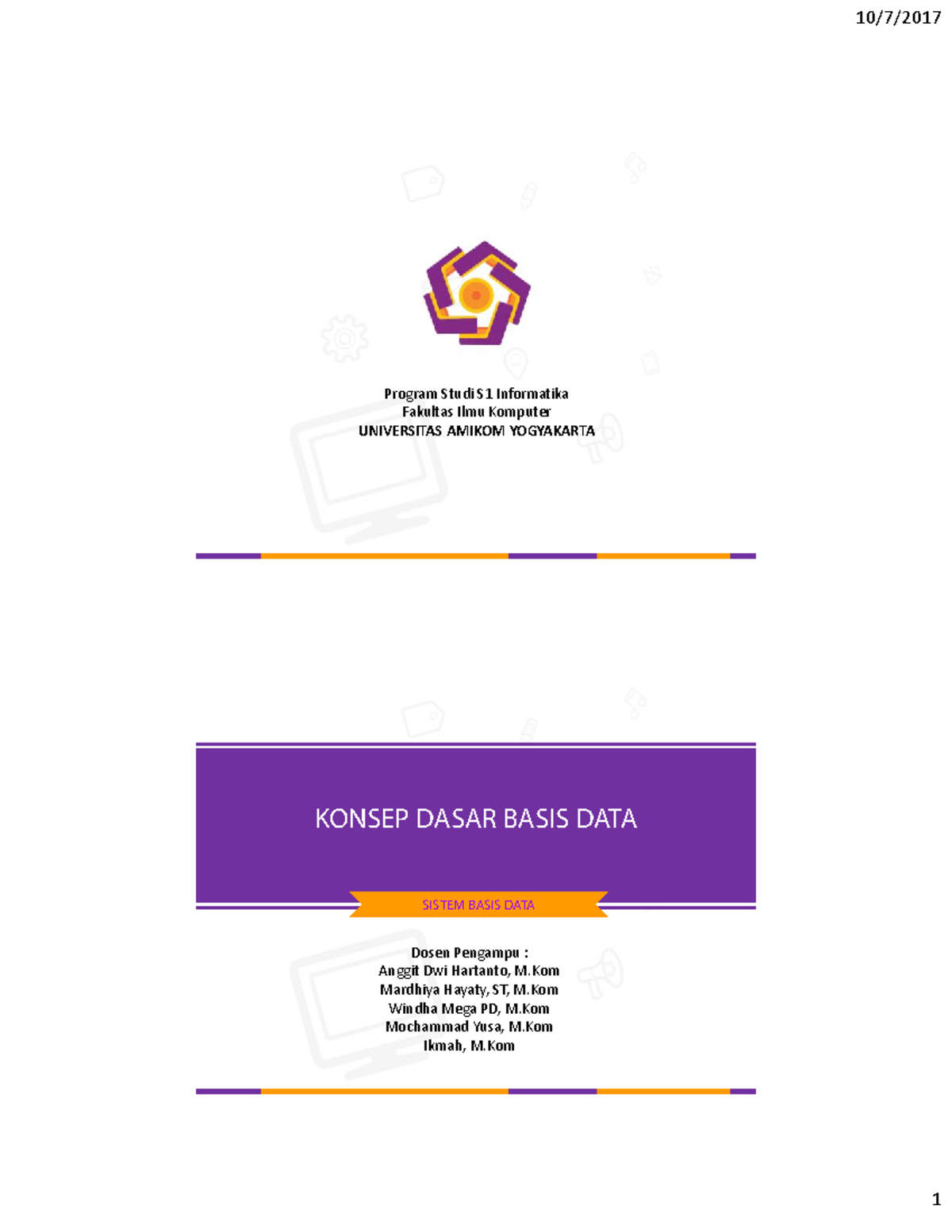 Materi 1 - Konsep Dasar Basis Data - Program Studi S1 Informatika ...