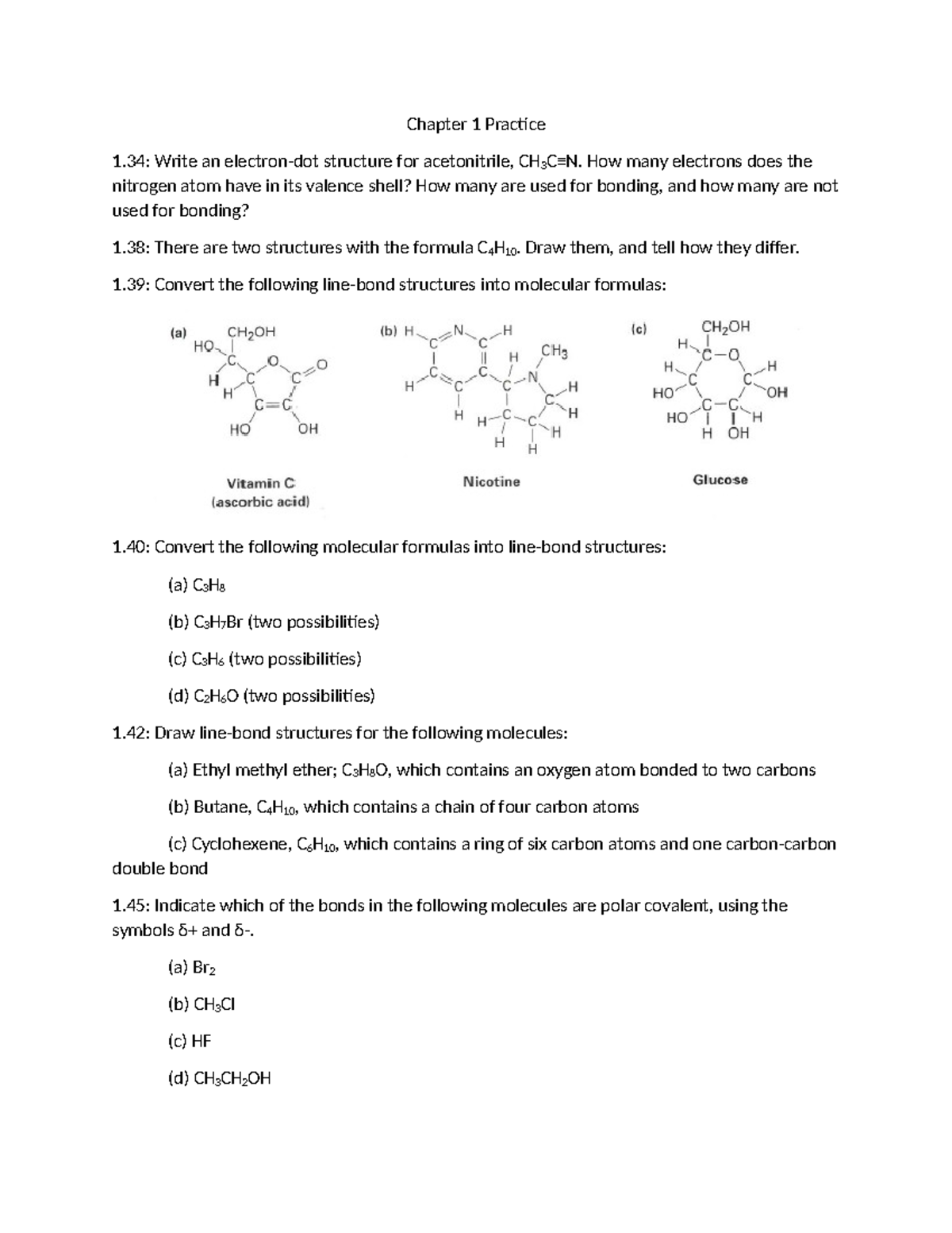 Chapter 1 Practice - Chapter 1 Practice 1: Write an electron-dot ...
