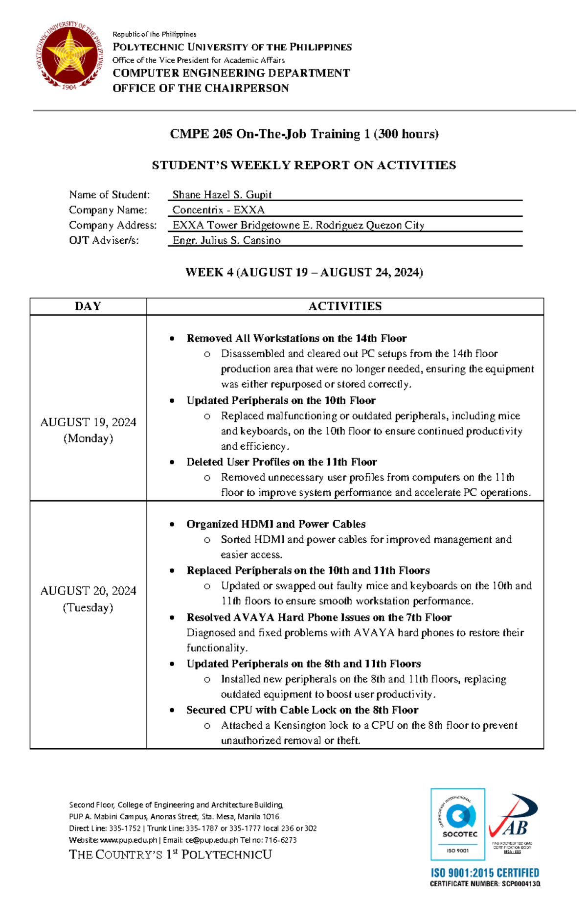 Week 4 - Gupit - hshs - Republic of the Philippines POLYTECHNIC ...